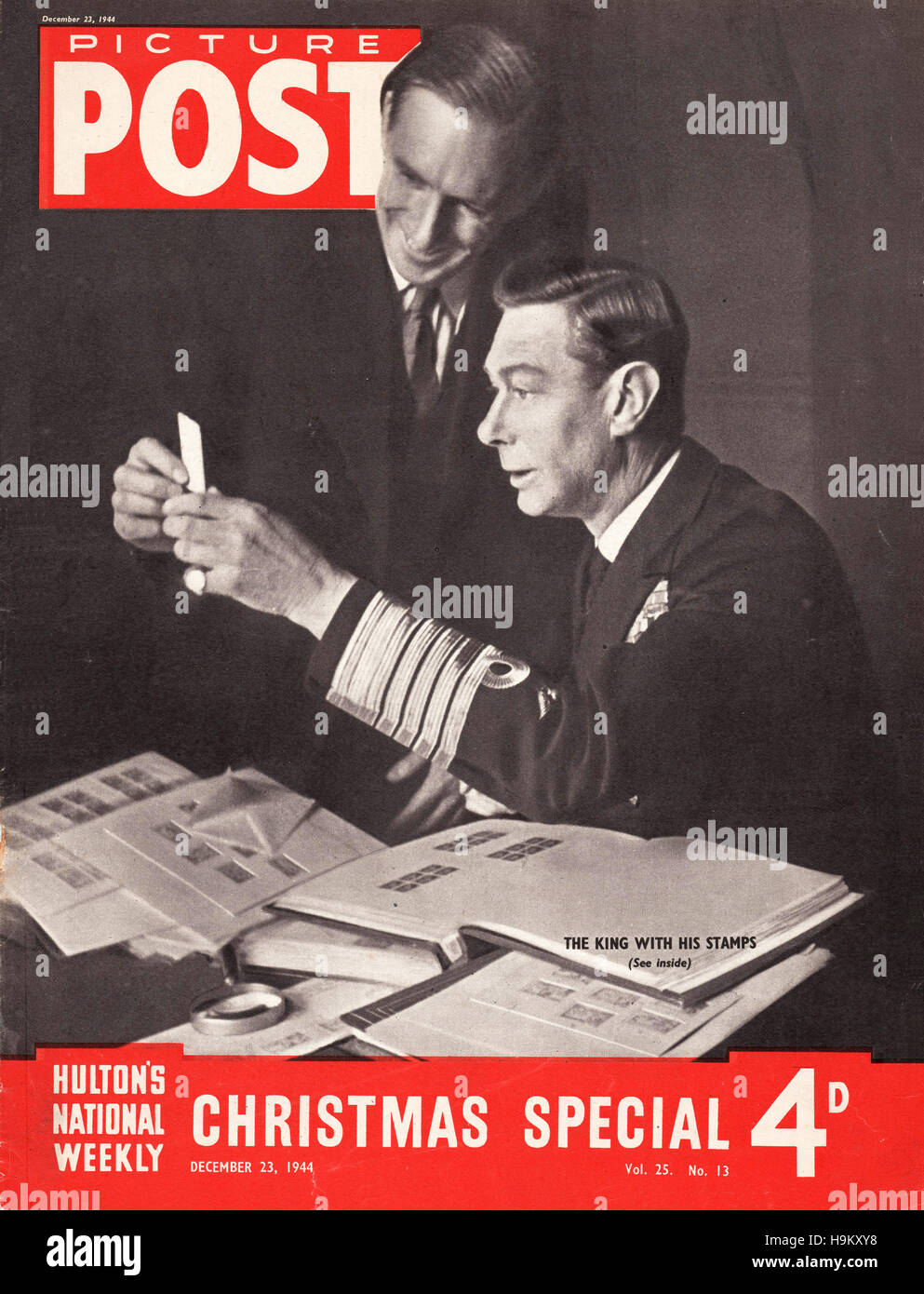 1944 Picture Post King George V and stamp collection Stock Photo - Alamy