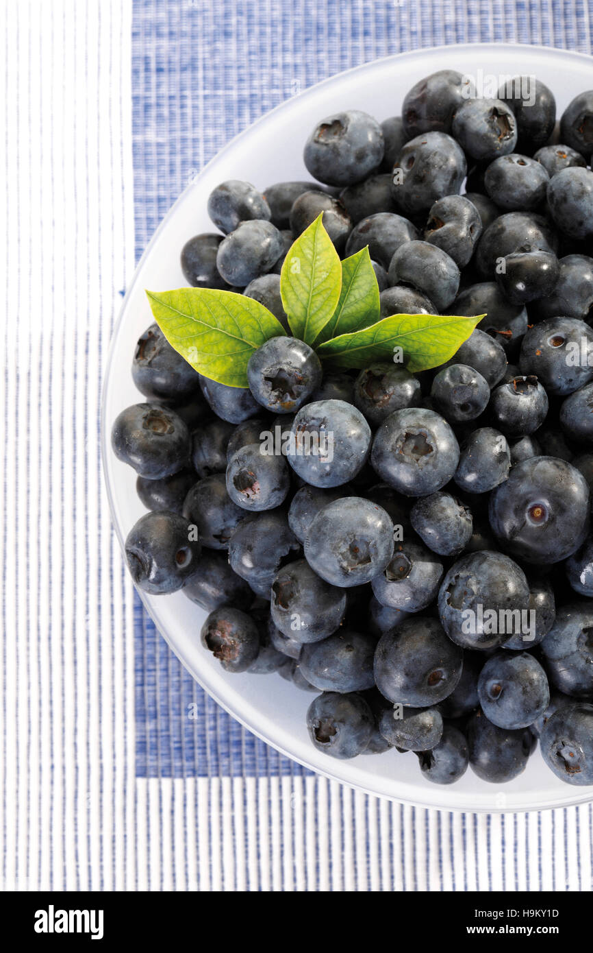 Blueberries with leaves Stock Photo - Alamy