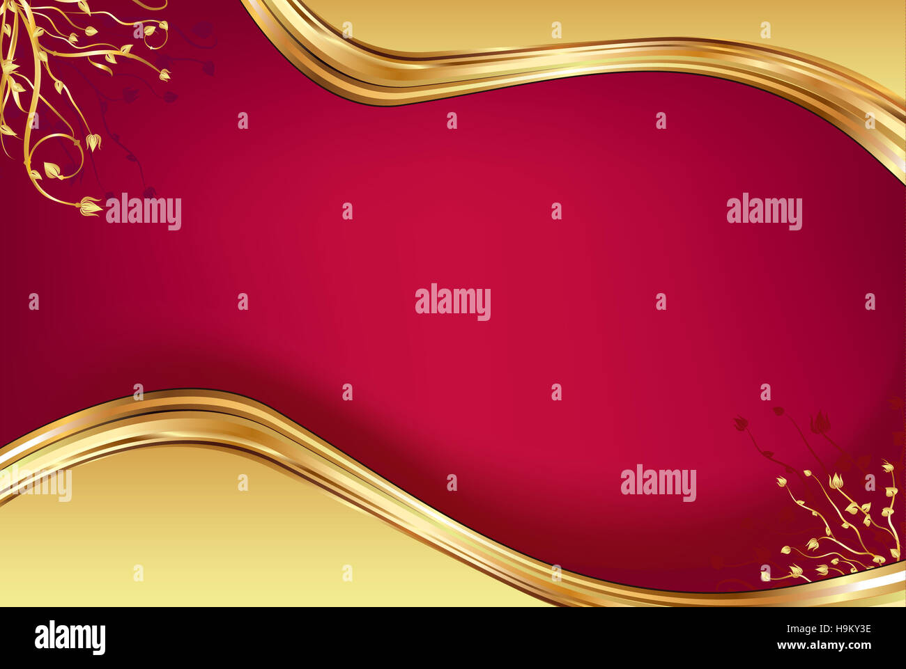 Golden Red floral background for print. CMYK colors; can be used as ...