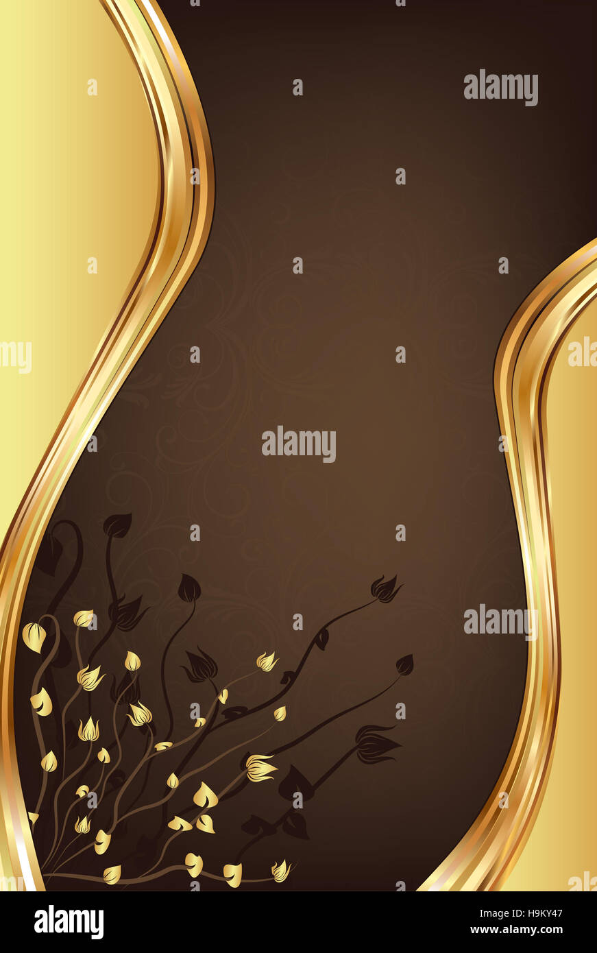 Golden Brown floral background with seamless floral pattern, also for ...