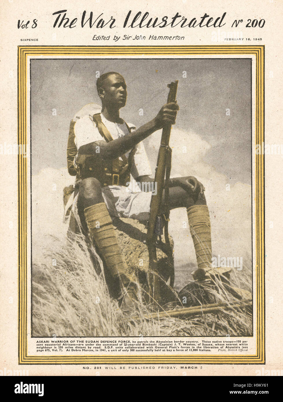 1945 War Illustrated Askari warrior of the Sudan defence force Stock ...