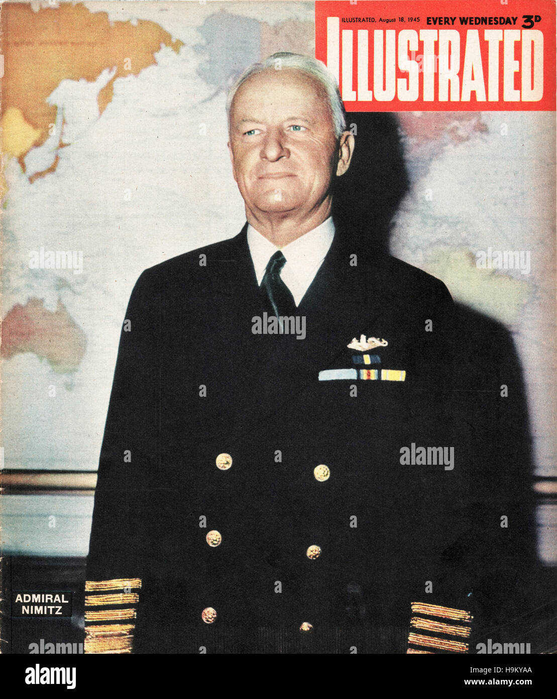 1945 Illustrated US Navy Admiral Chester Nimitz Stock Photo - Alamy