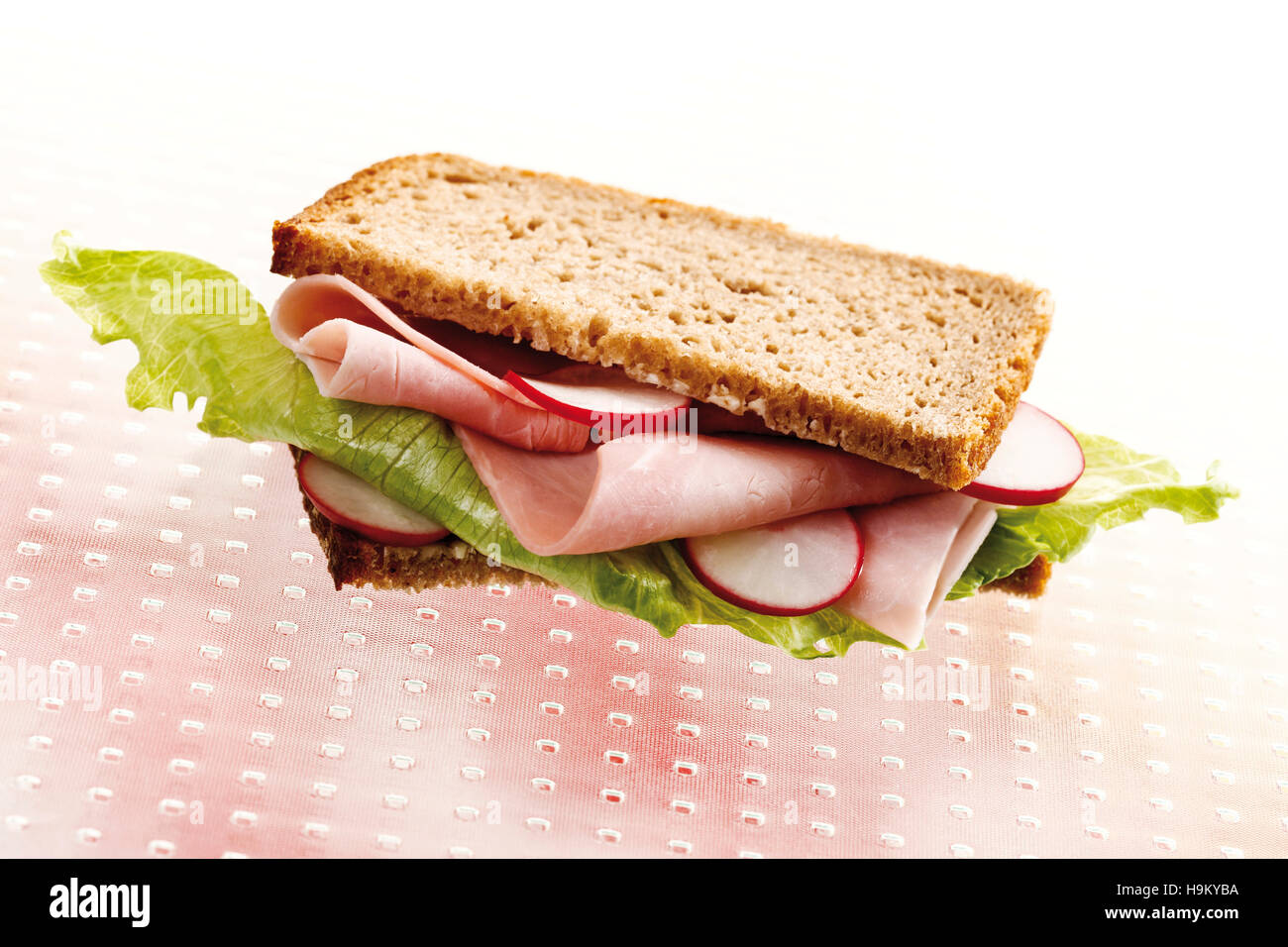 Sandwich for school with ham and radish Stock Photo - Alamy