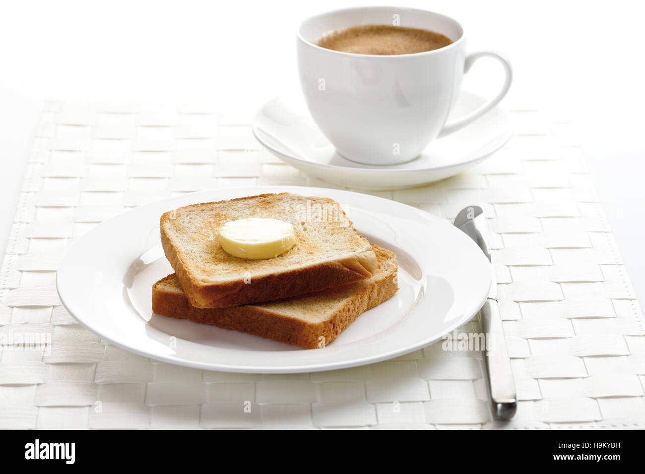 Breakfast, toast with butter and coffee Stock Photo - Alamy