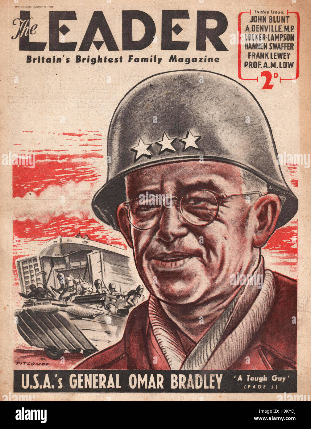 1944 Leader magazine U.S. army General Omar Bradley Stock Photo - Alamy