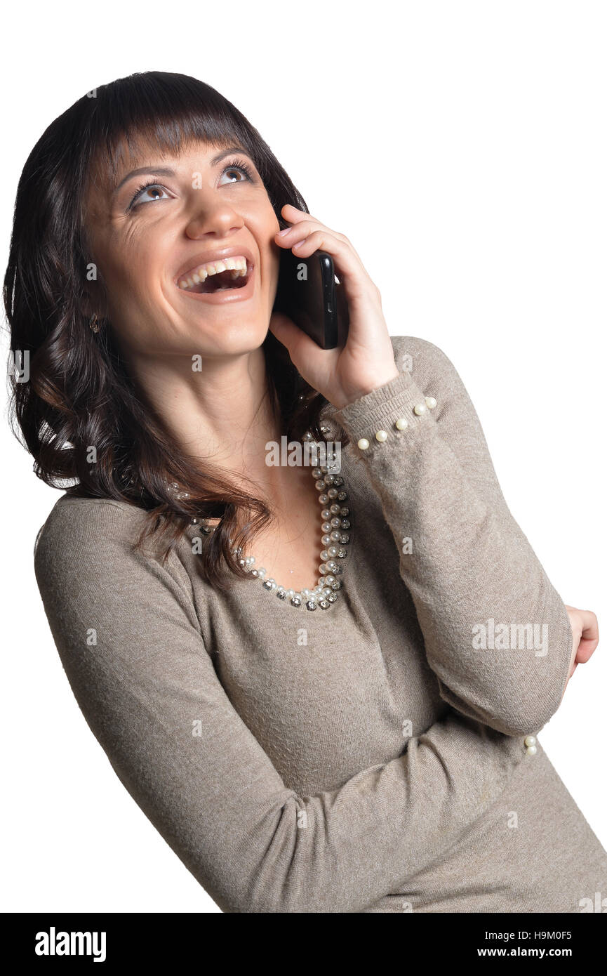 Woman talking on the phone Stock Photo - Alamy