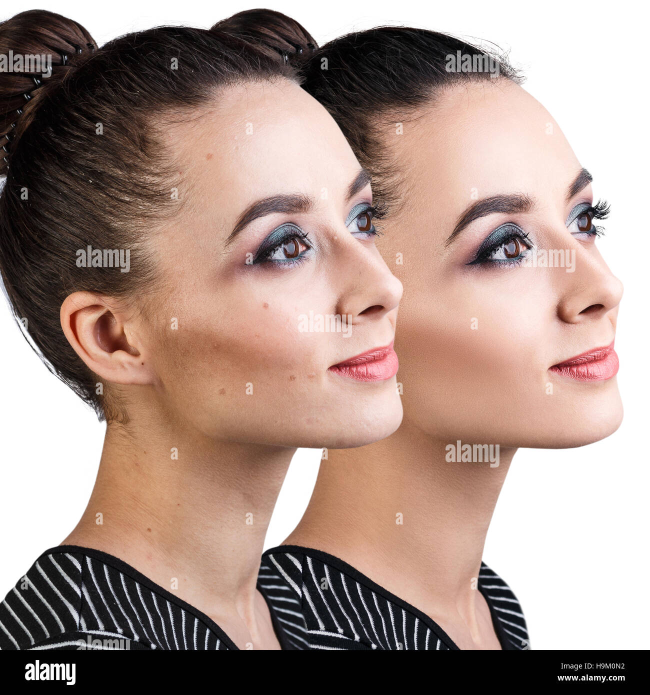 Comparison portrait of young woman Stock Photo - Alamy