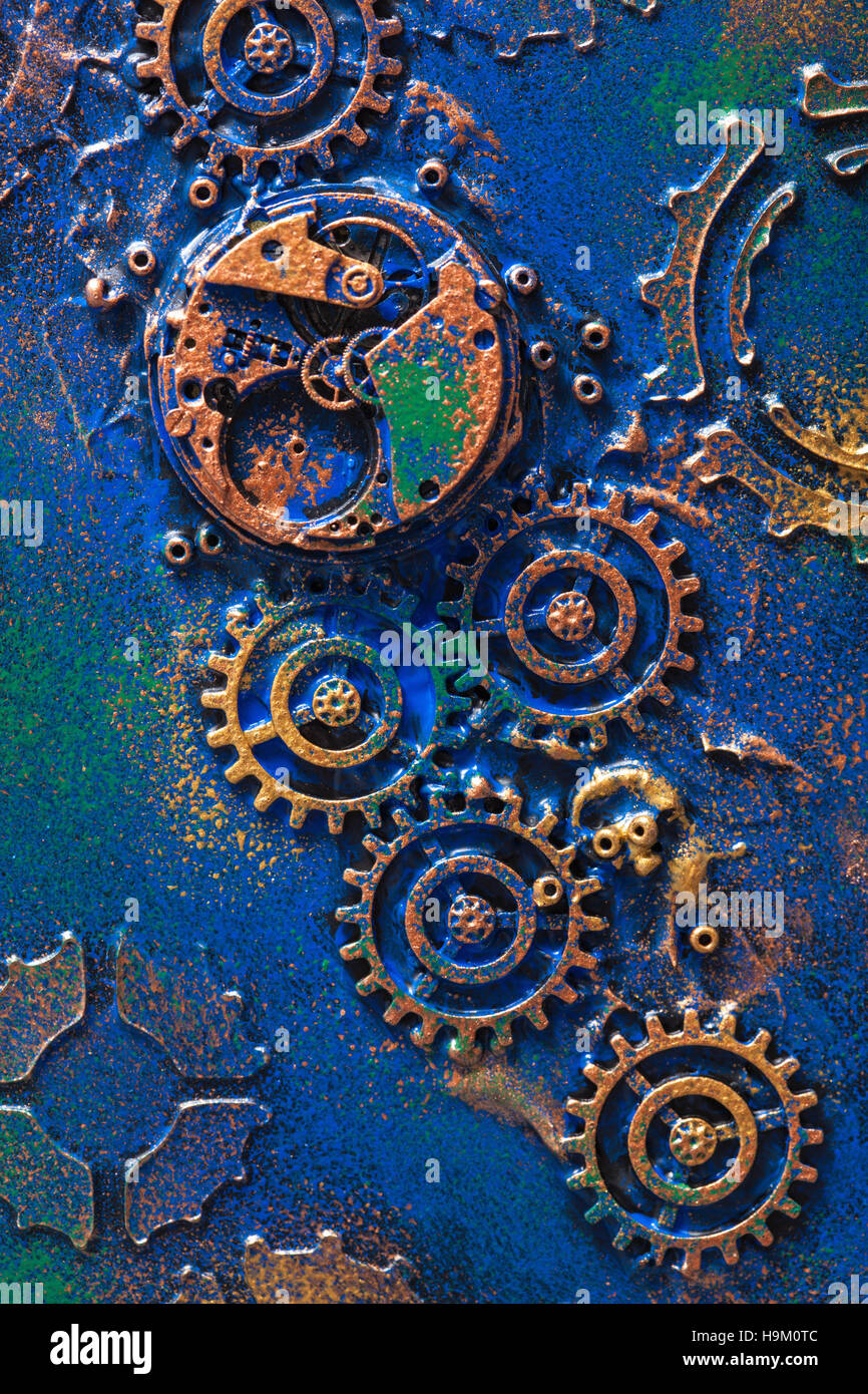 handmade steampunk background mechanical cogs wheels clockwork Stock ...