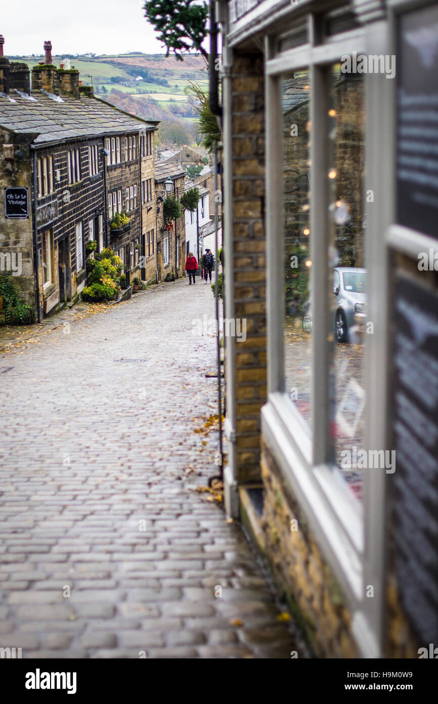 Main Street at Haworth Village, West Yorkshire, England Stock Photo - Alamy
