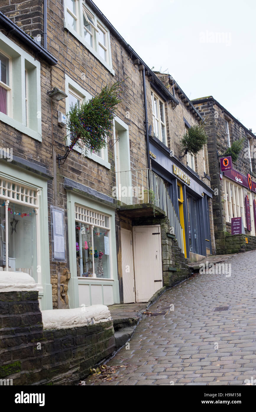 Main Street at Haworth Village, West Yorkshire, England Stock Photo - Alamy