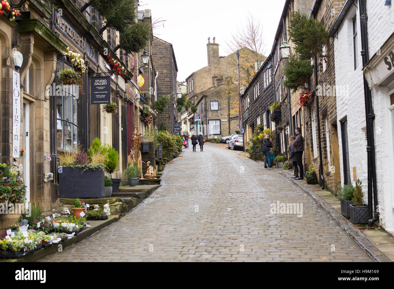 Main Street at Haworth Village, West Yorkshire, England Stock Photo - Alamy