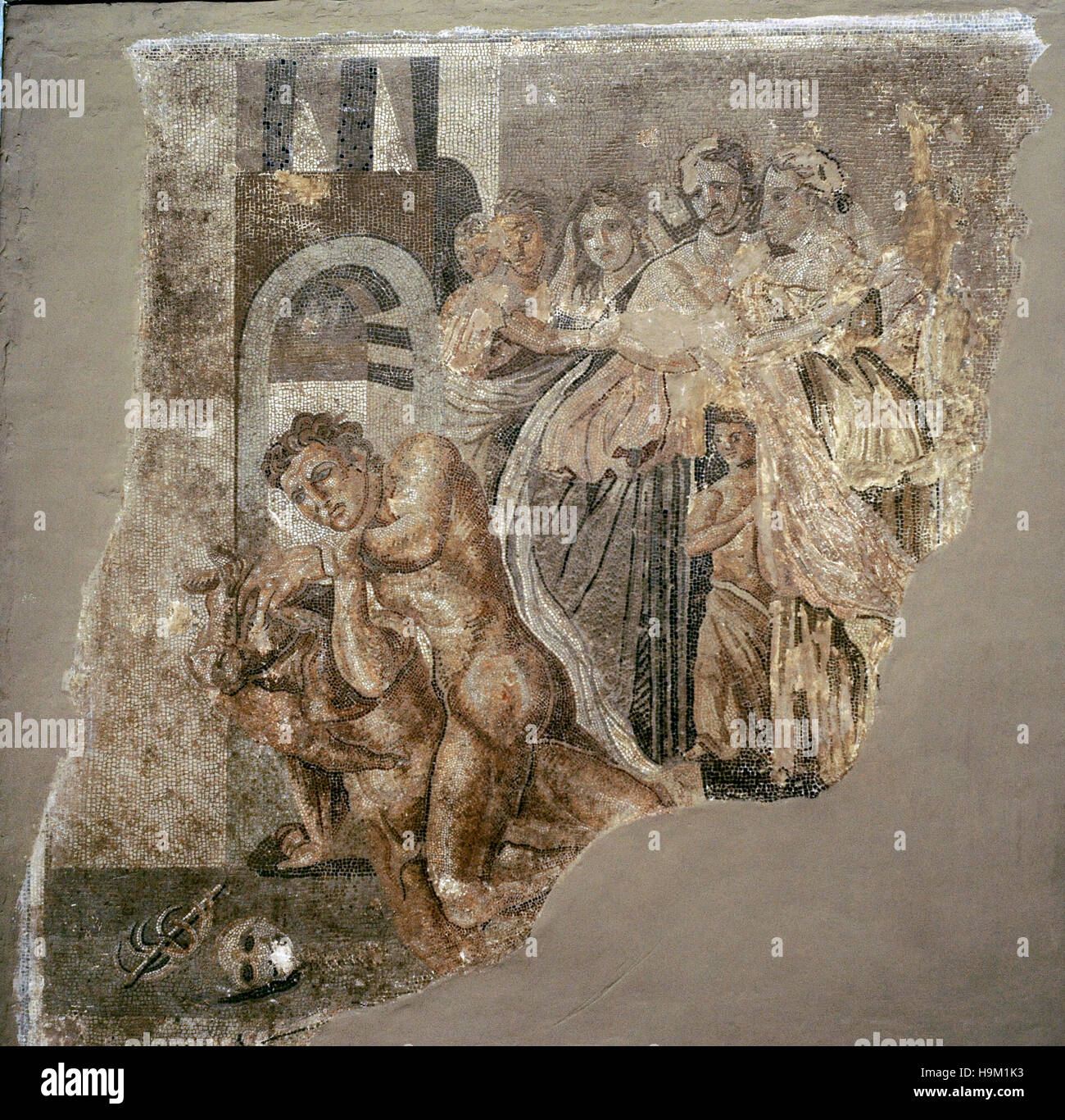 Roman mosaic. Theseus killed the Minotaur. From Formia, Lazio, Italy ...