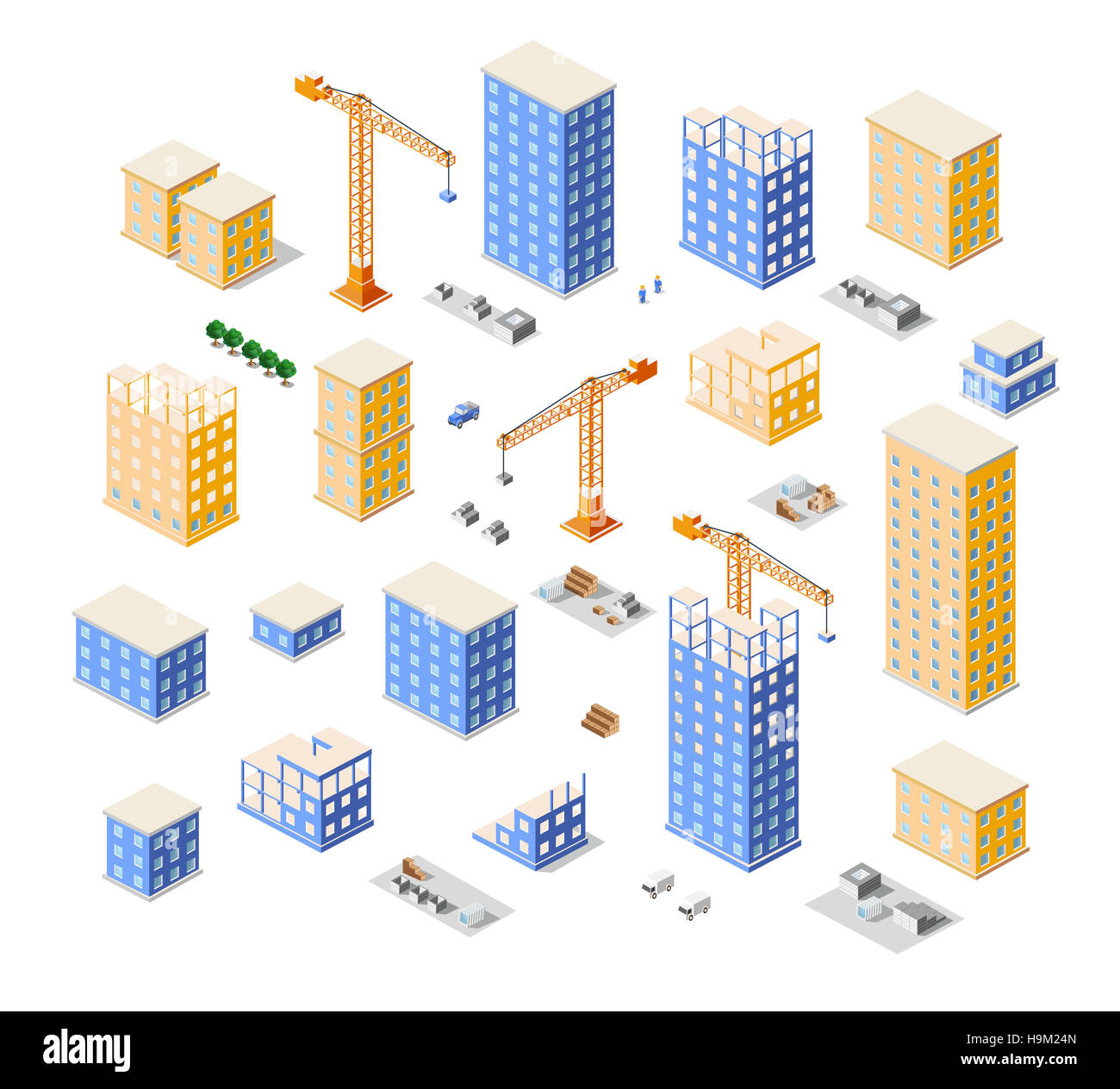 Crane construction industry town Isometric big city Stock Photo - Alamy
