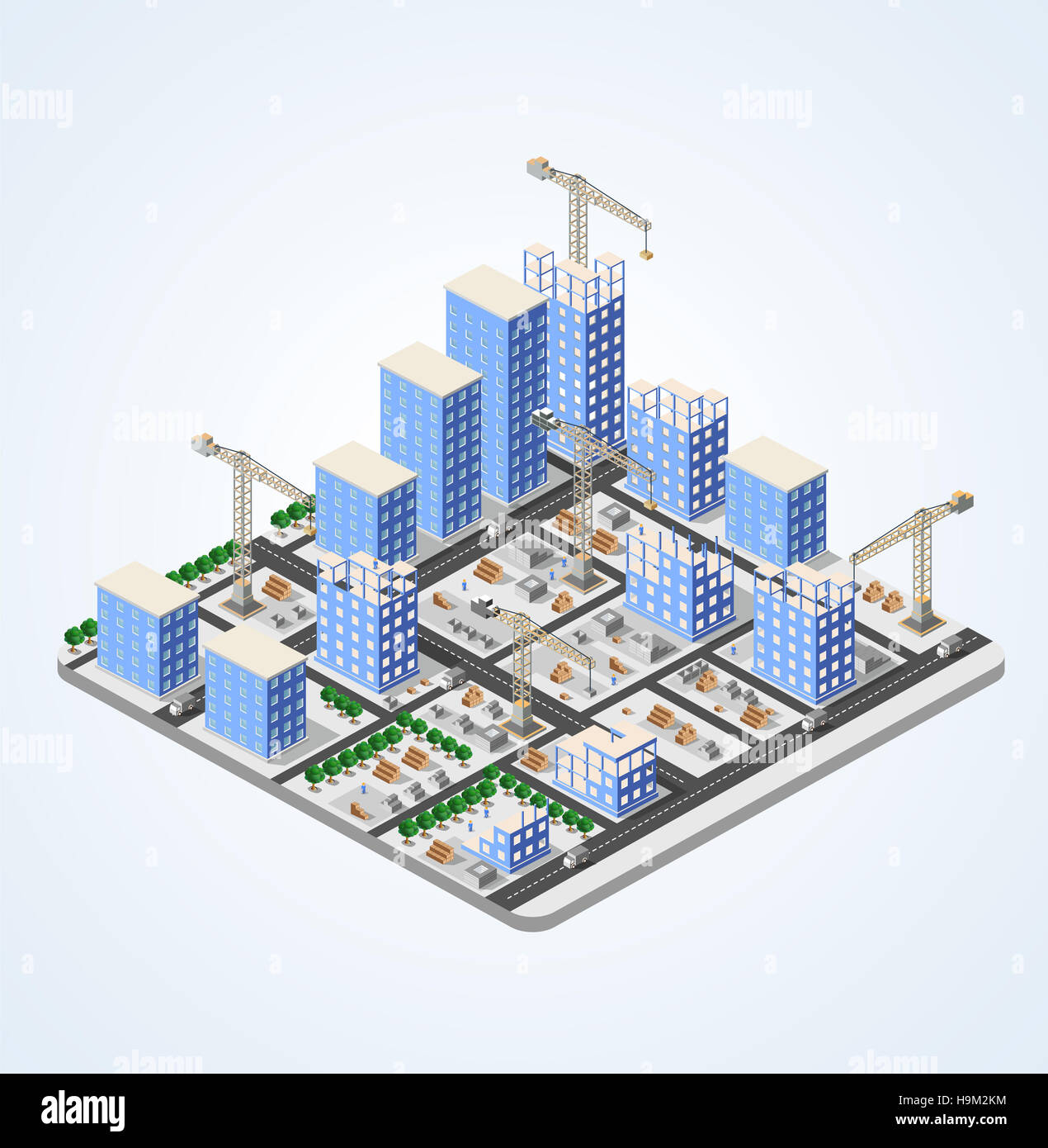 Crane construction industry town Isometric big city Stock Photo - Alamy