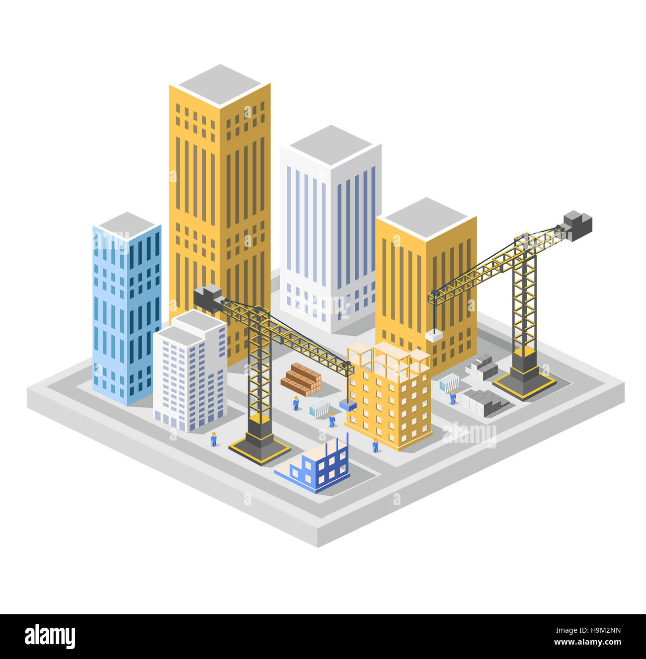 Industrial construction isometrics in the big city skyscrapers under ...
