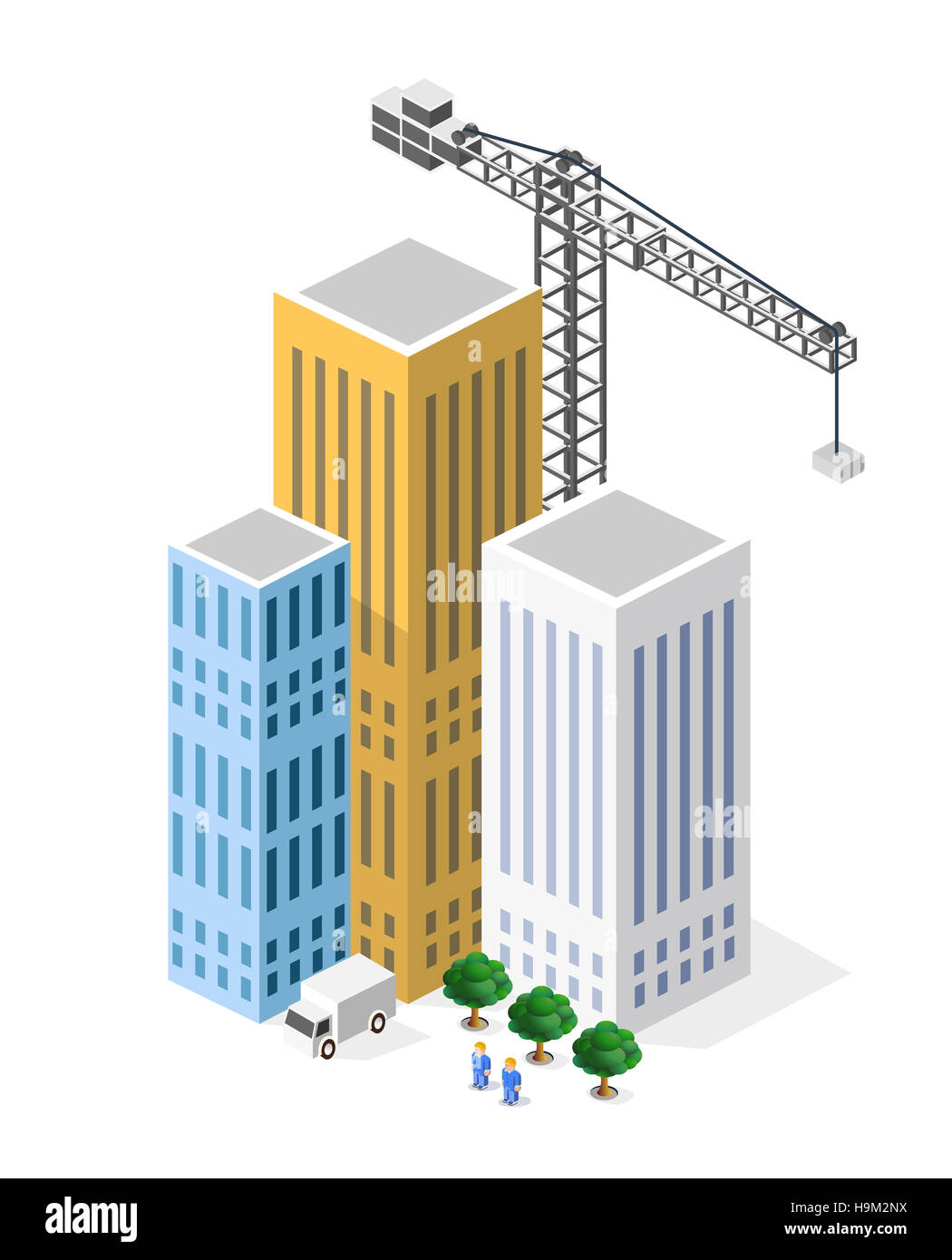 Industrial construction isometrics in the big city skyscrapers under ...