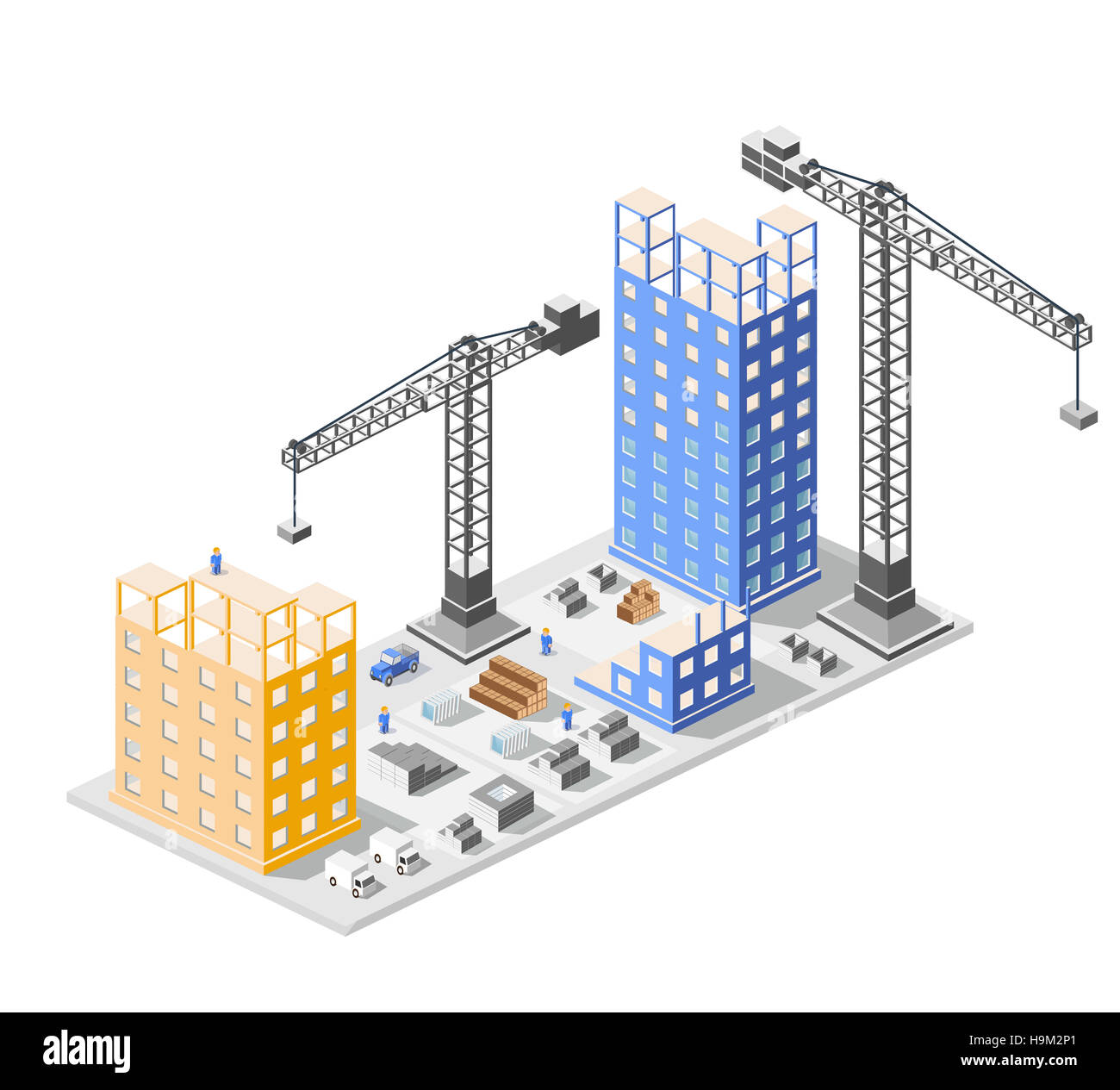 Industrial construction isometrics in the big city skyscrapers under ...