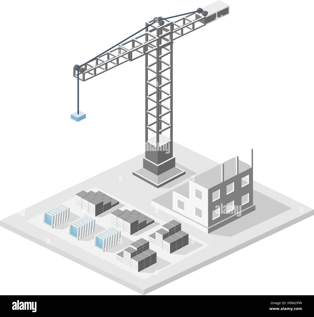Industrial construction isometrics in the big city skyscrapers under ...