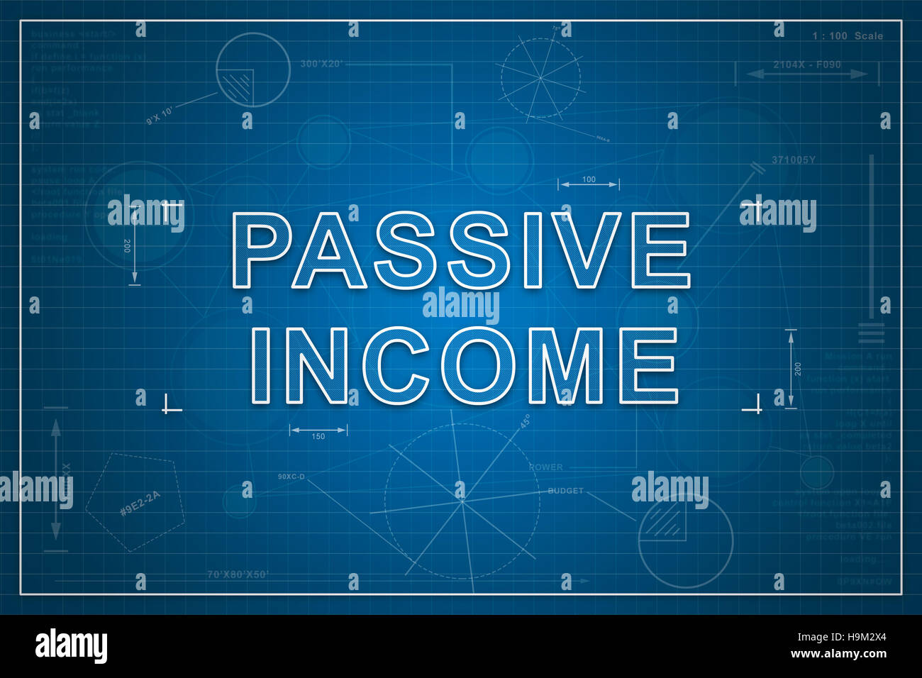 Passive income on paper blueprint background, business concept Stock ...