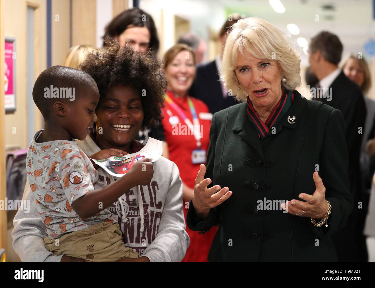 The Duchess of Cornwall (right) chats with patient Phelan Jordan (left ...