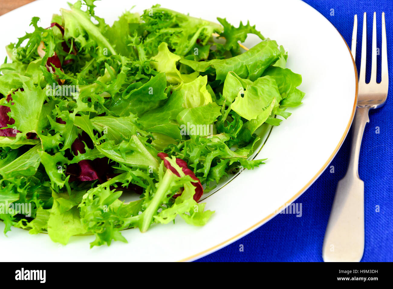 Green Fresh Salad on Plate. Studio Photo Stock Photo - Alamy