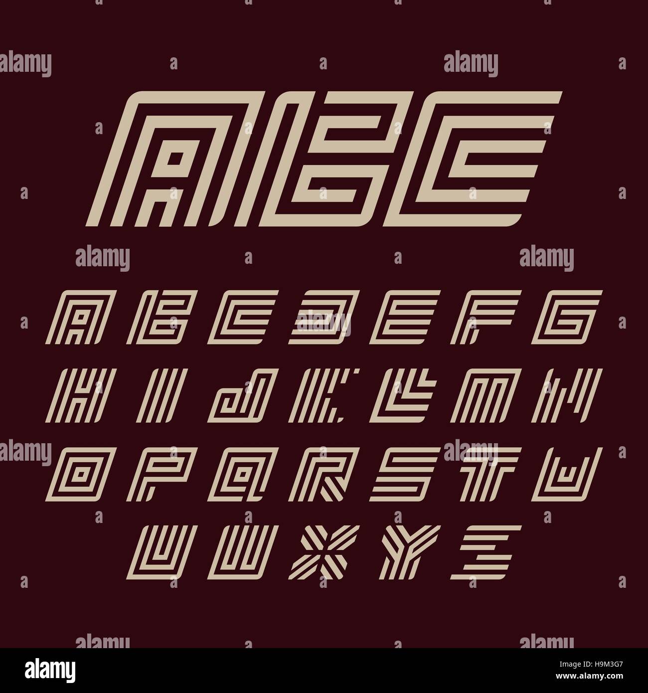 Geometric vector white color alphabet letters set. Monogram symbols ...