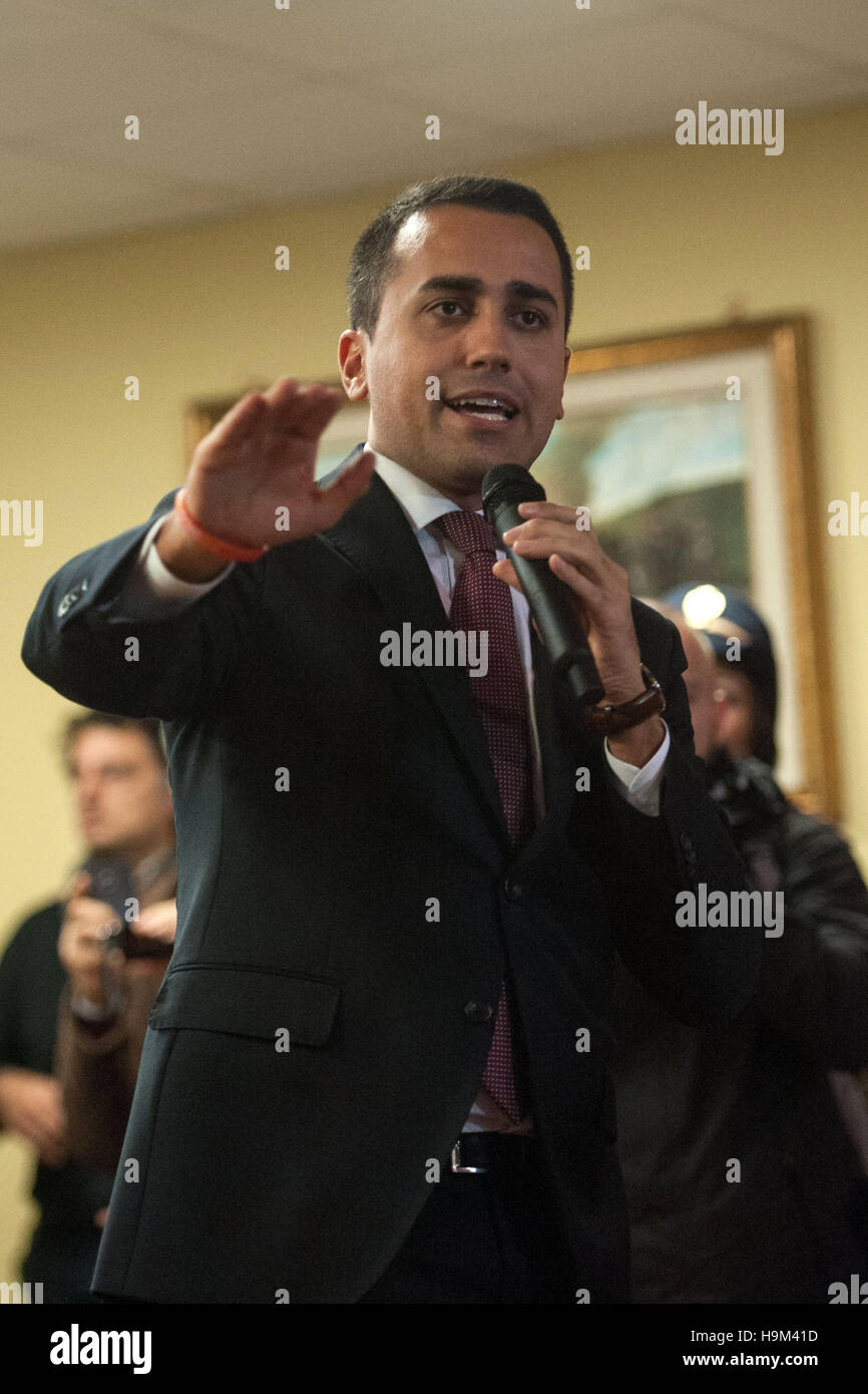 Salerno, Italy. 23rd Nov, 2016. Luigi Di Maio, a leader of the anti ...