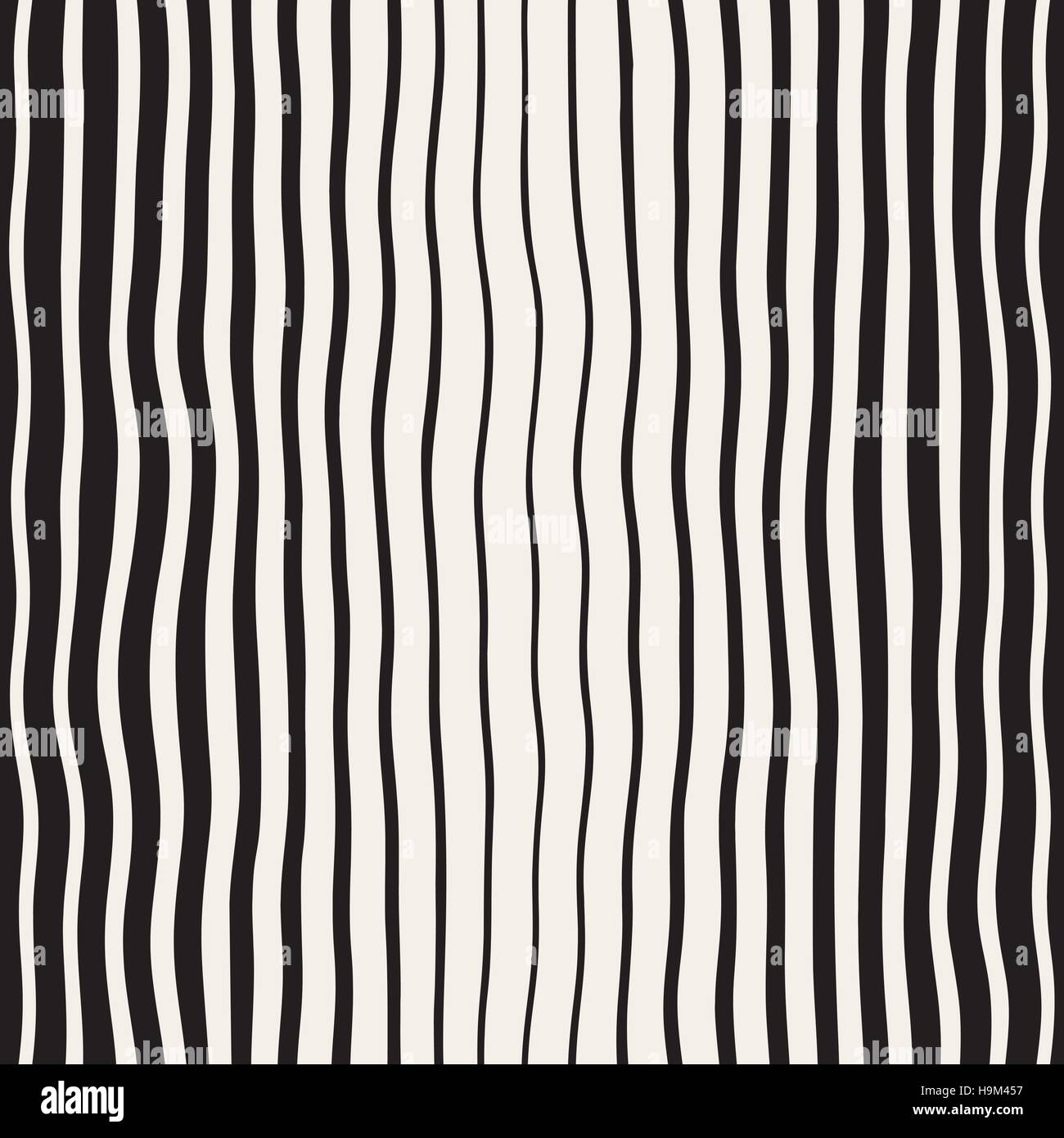 Vector Seamless Black and White Hand Drawn Vertical Wavy Lines Pattern ...