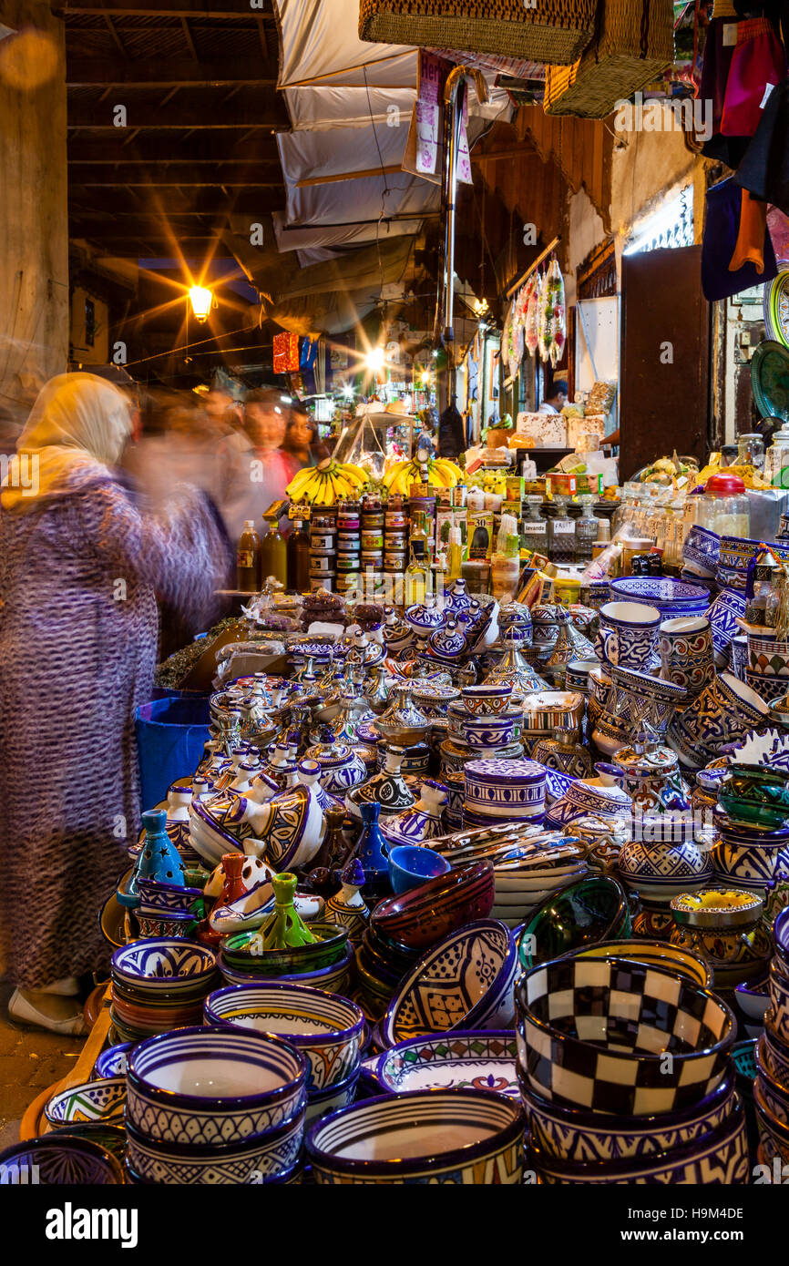 Moroccan Women Shopping In The Medina At Night, Fez el Bali, Fez ...