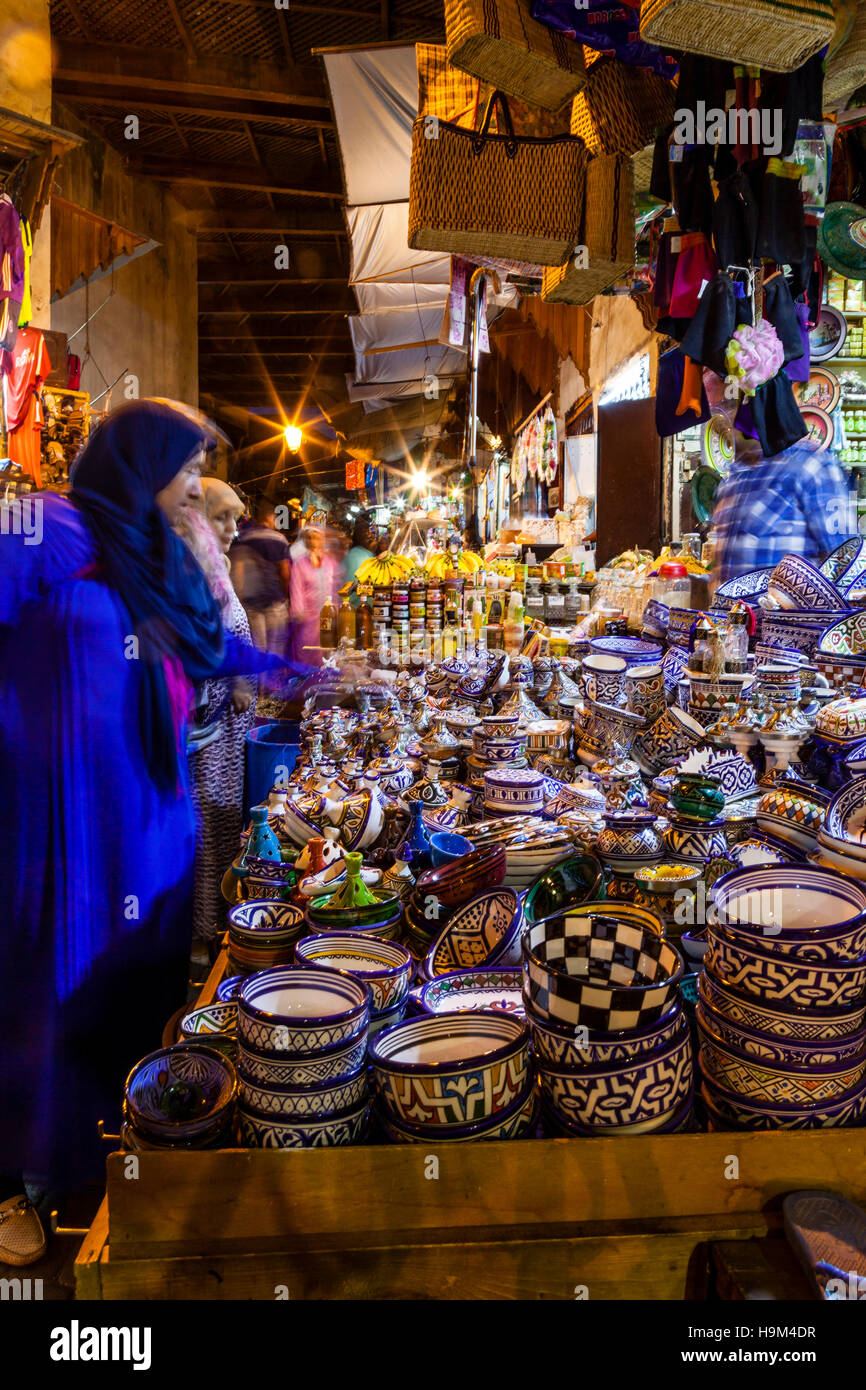 Moroccan Women Shopping In The Medina At Night, Fez el Bali, Fez ...
