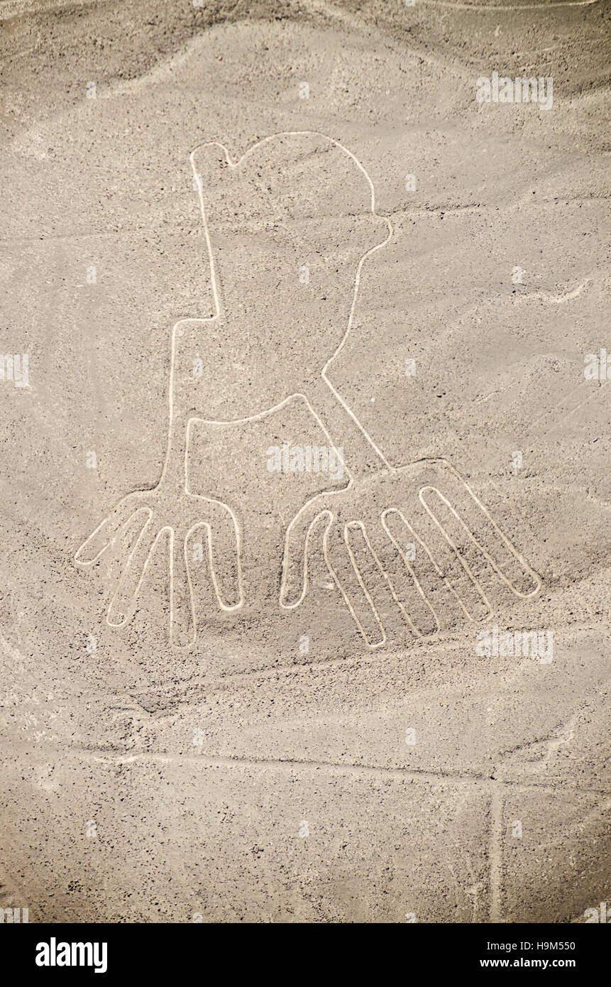 Peru, Nazca, Aerial view of geoglyphs of Nazca and Palpa, UNESCO World Heritage Stock Photo - Alamy