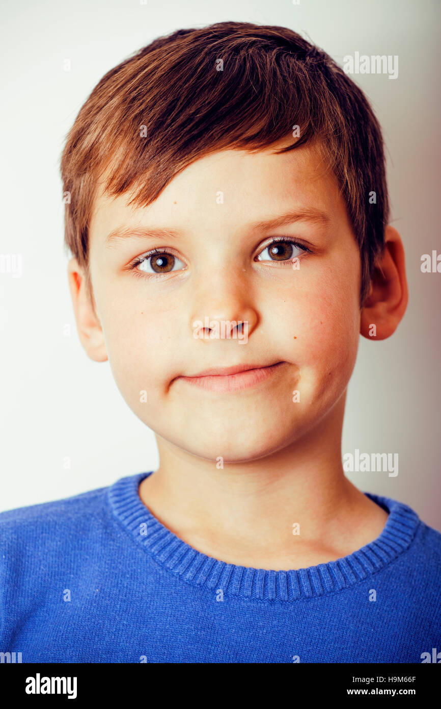 little cute real boy happy smiling isolated on white background ...