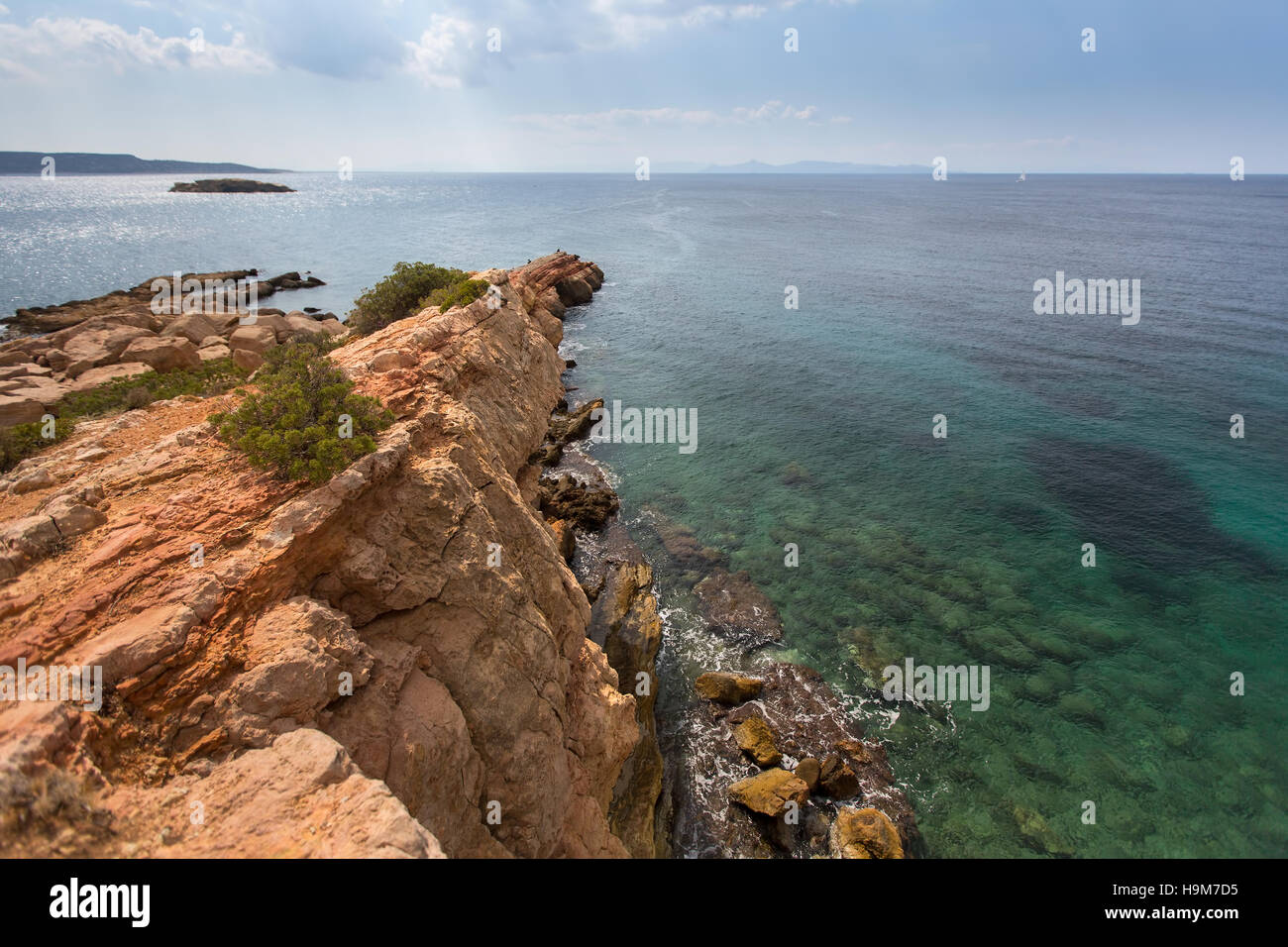 Rocky promontory in the Aegean sea near Athens Stock Photo - Alamy