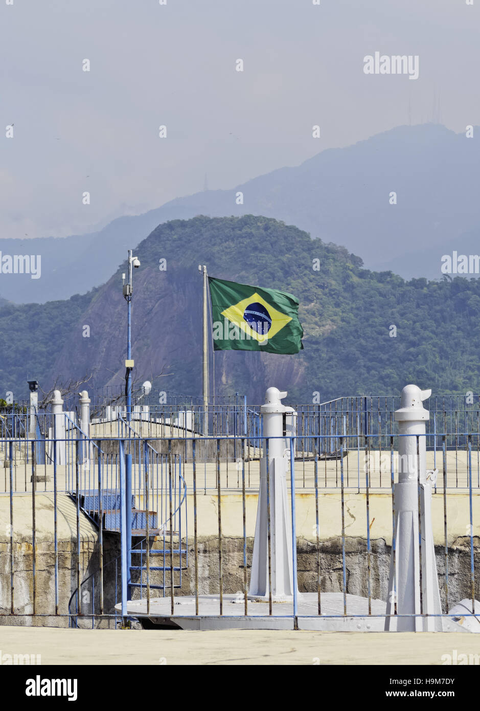 Brazil, City of Rio de Janeiro, Leme, Brazilian Flag on the top of the ...
