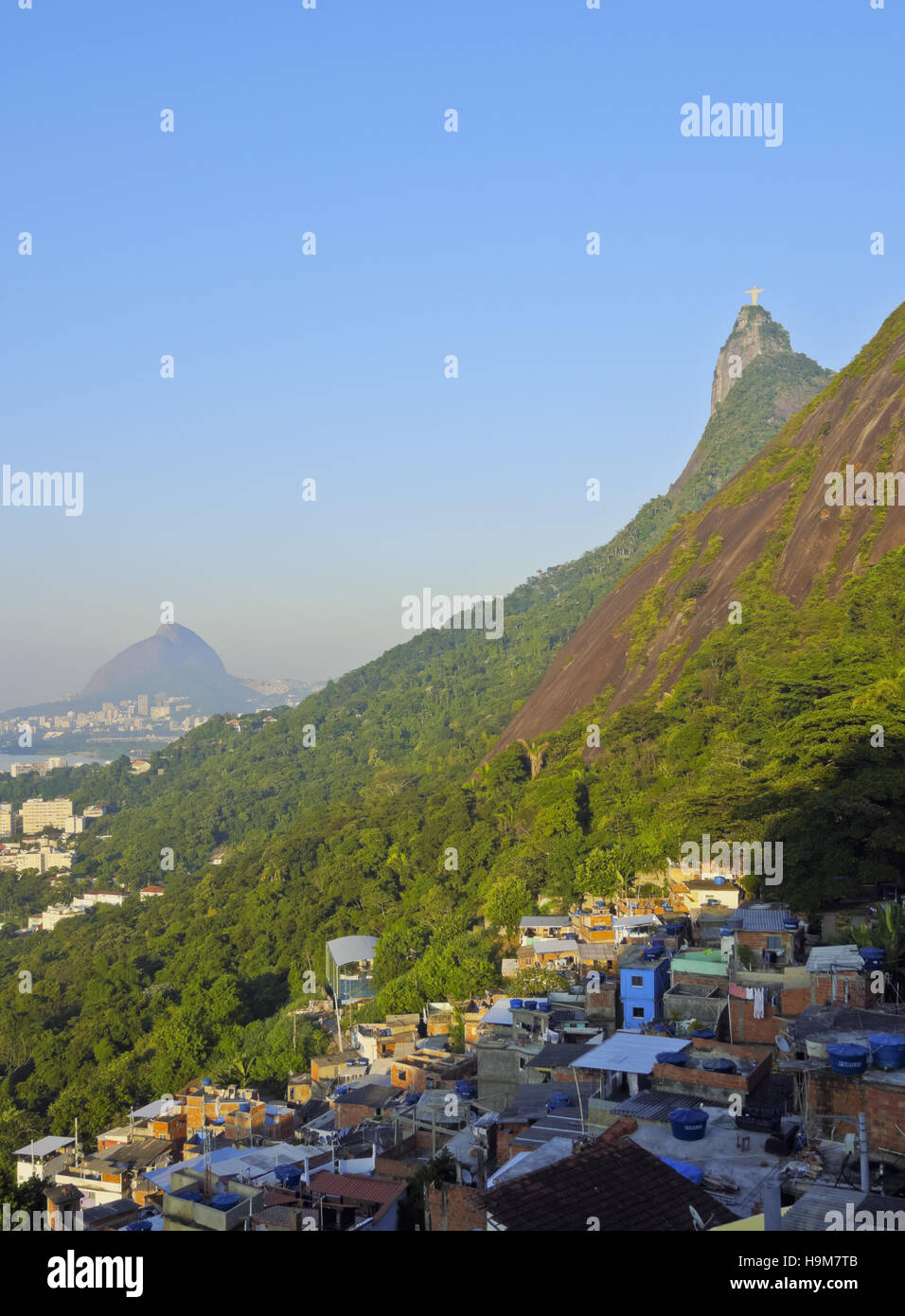 Brazil, City of Rio de Janeiro, View of the Favela Santa Marta with ...