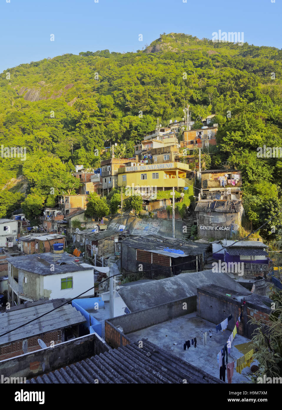 Brazil, City of Rio de Janeiro, View of the Favela Santa Marta Stock ...