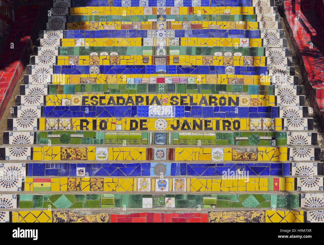 Brazil, City of Rio de Janeiro, View of the Selaron Steps connecting ...