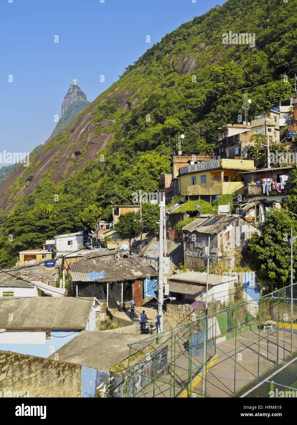 Brazil, City of Rio de Janeiro, View of the Favela Santa Marta with ...