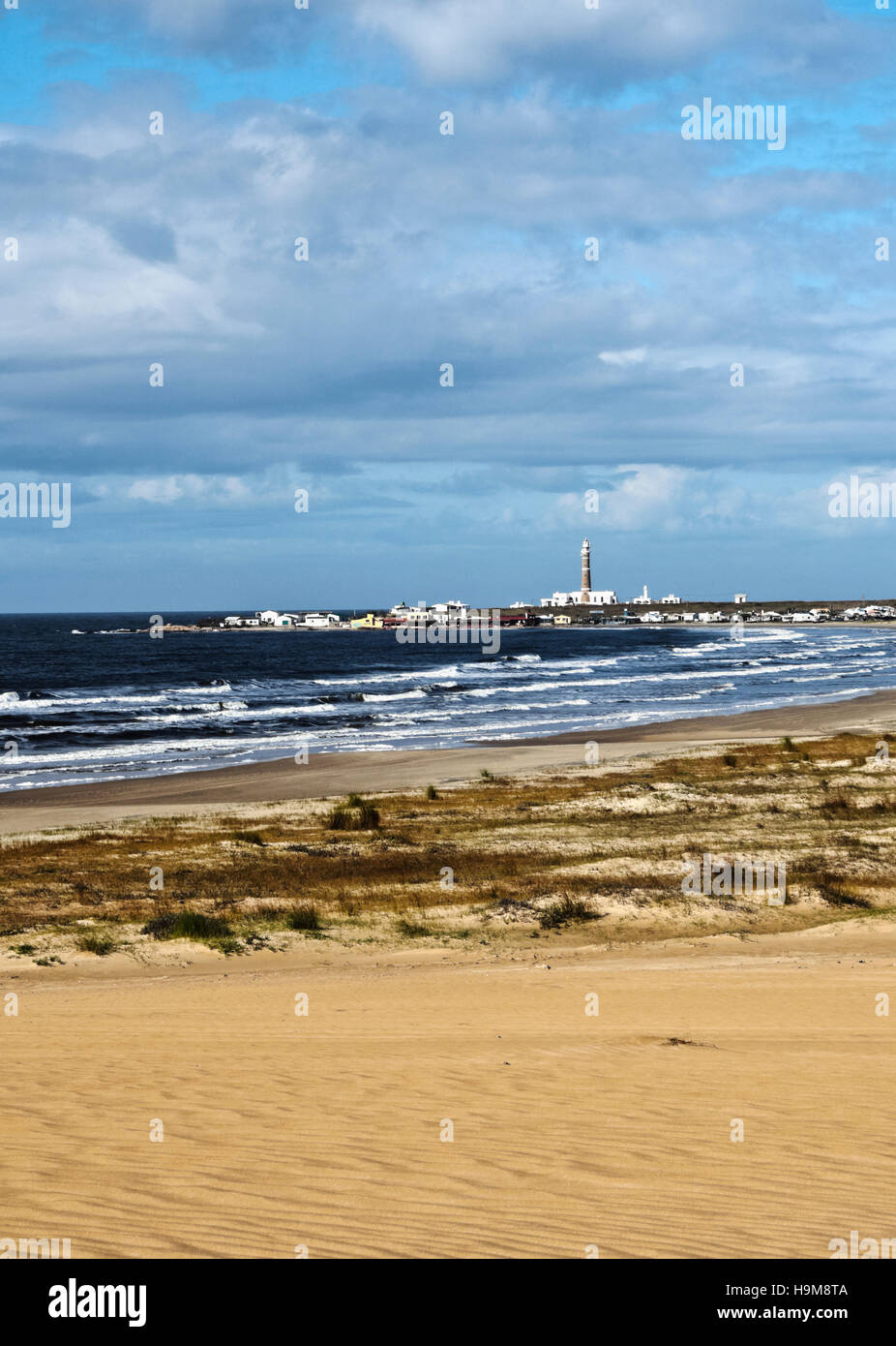 Uruguay, Rocha Department, Cabo Polonio seen from the dunes Stock Photo ...