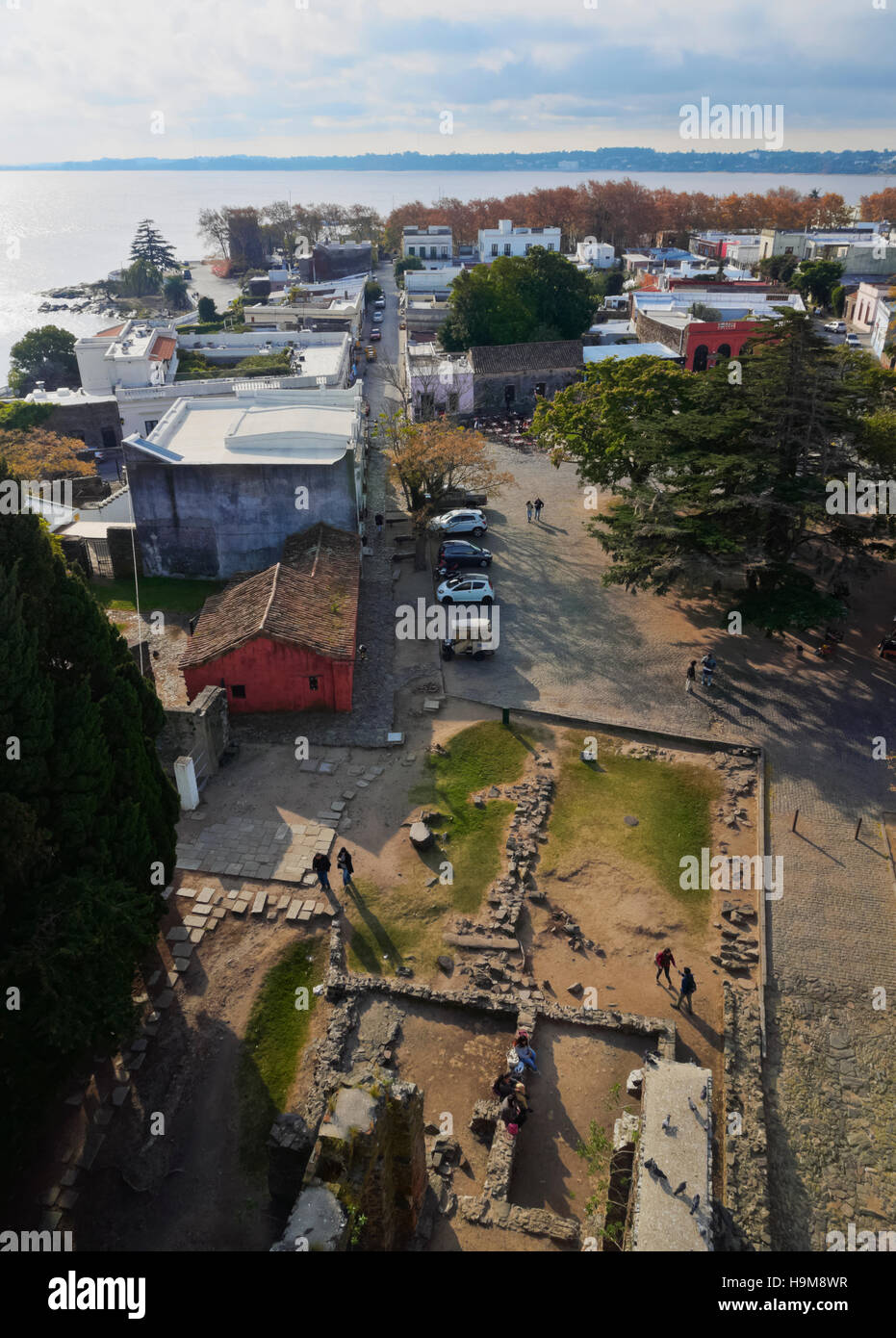 Uruguay, Colonia Department, Colonia del Sacramento, Elevated view of ...