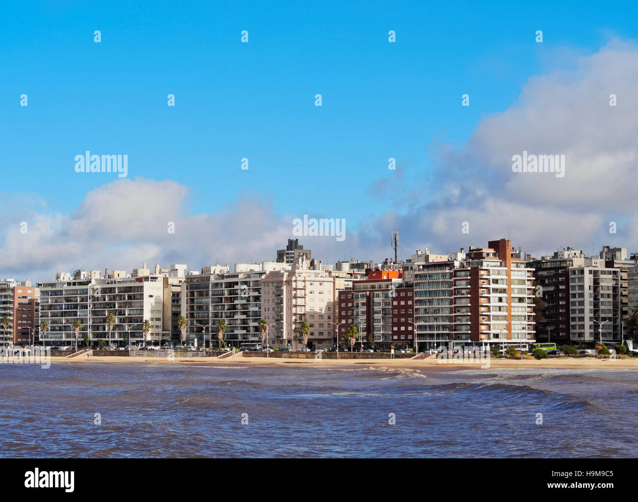 Uruguay, Montevideo, View of the Pocitos Beach on the River Plate Stock ...