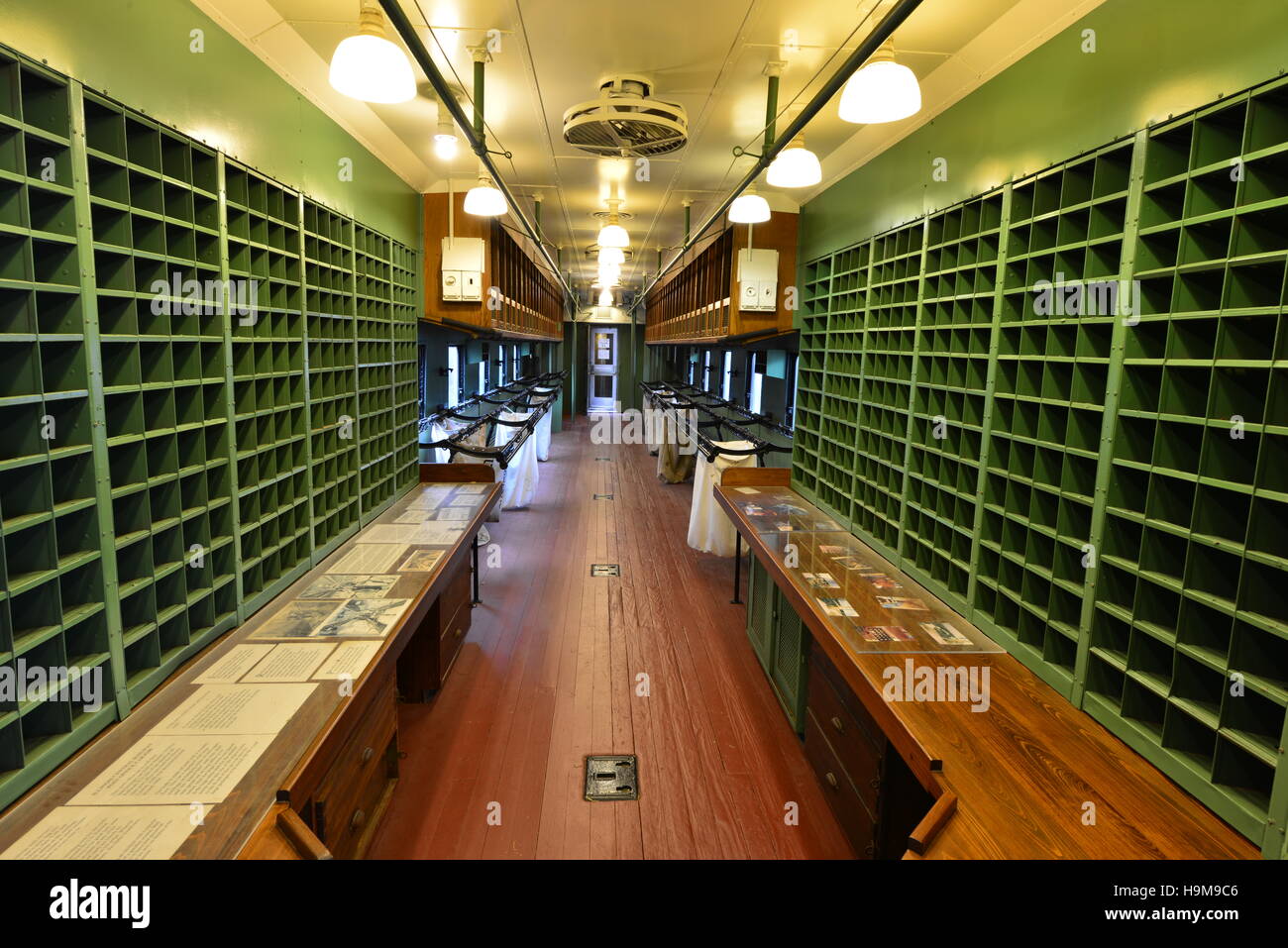 The interior of a vintage mail car in America Stock Photo - Alamy