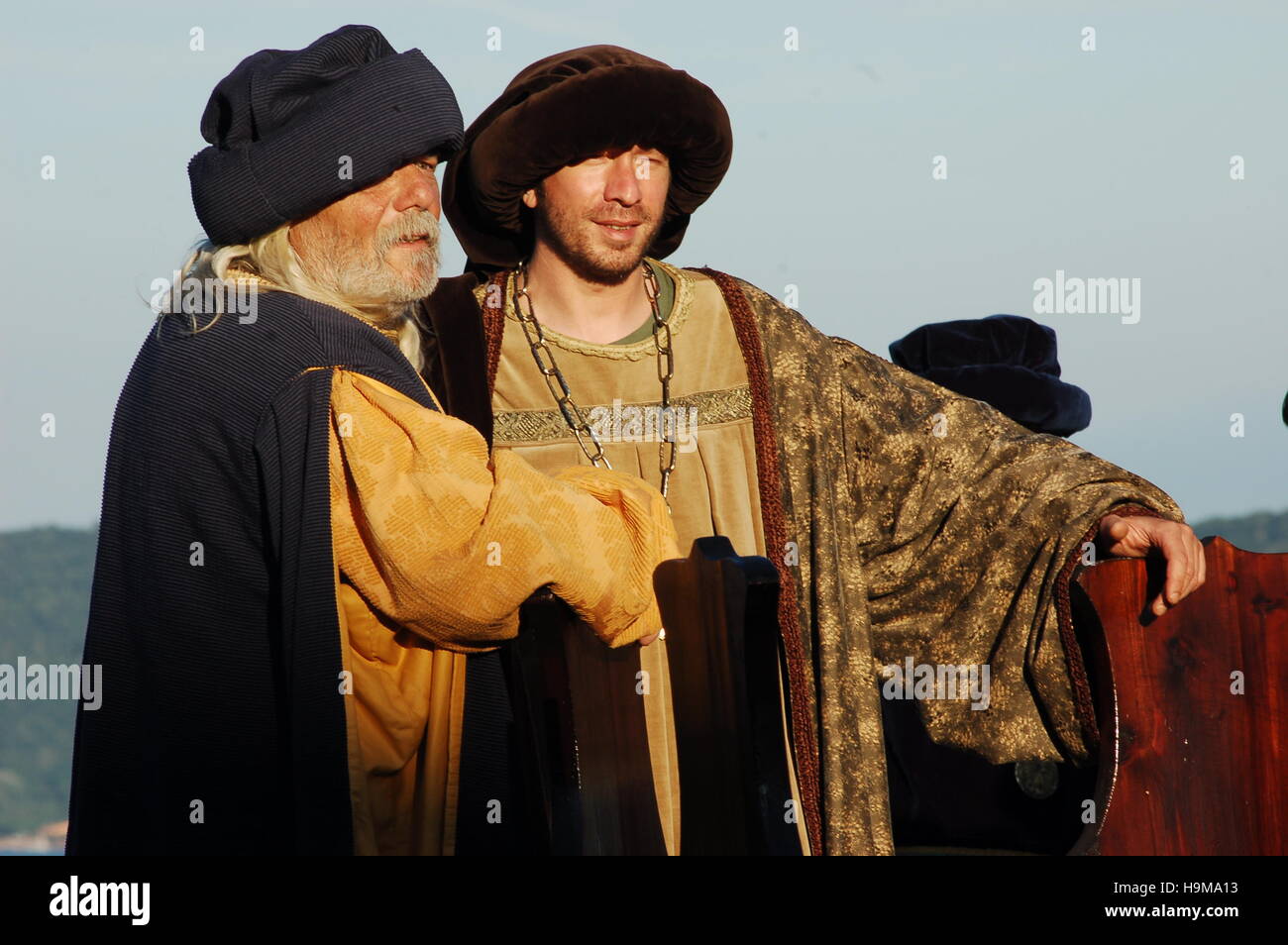 Two actors during medieval re-enactment in Bracciano, Italy Stock Photo ...