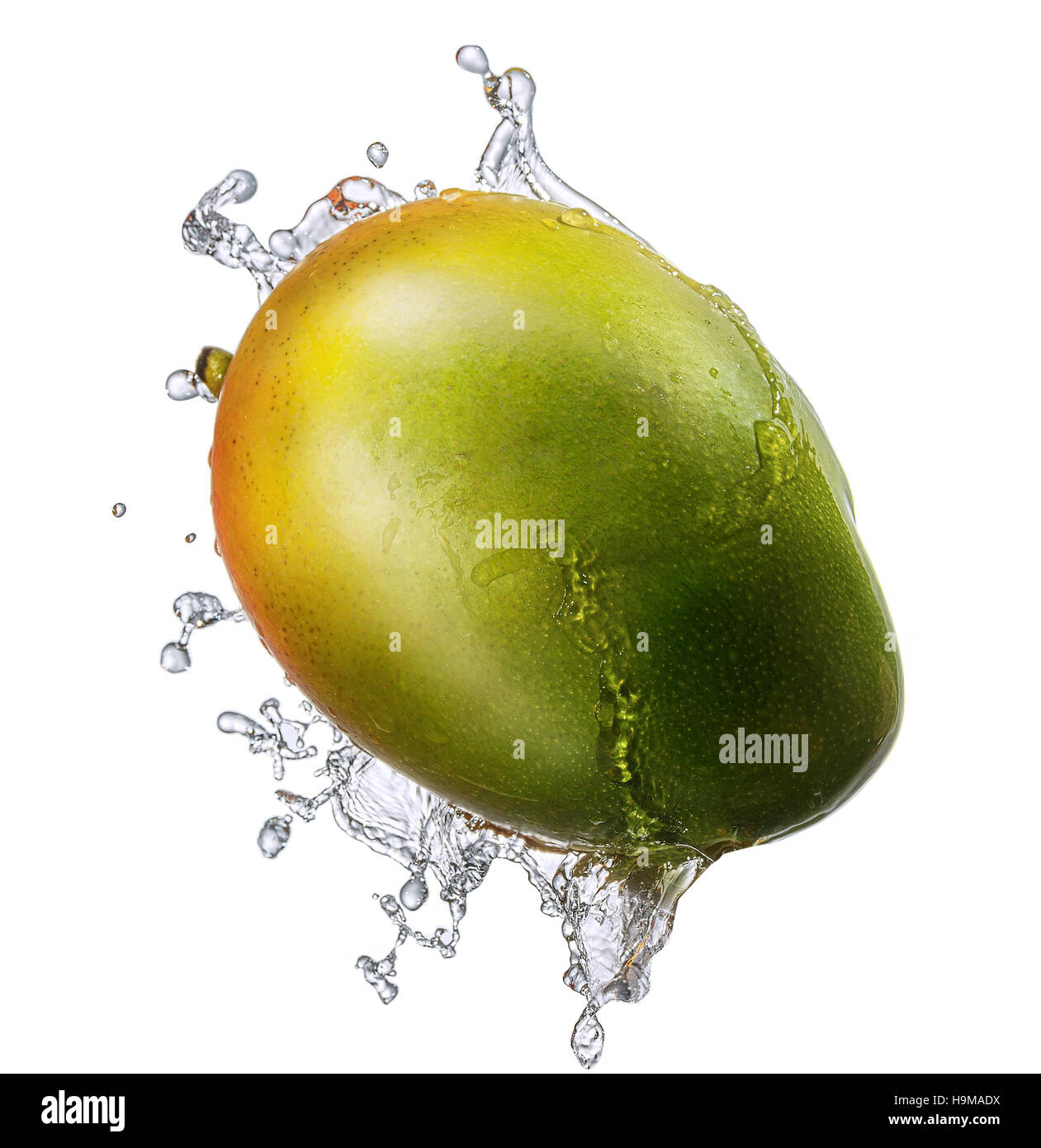 Water splash with mango isolated Stock Photo - Alamy