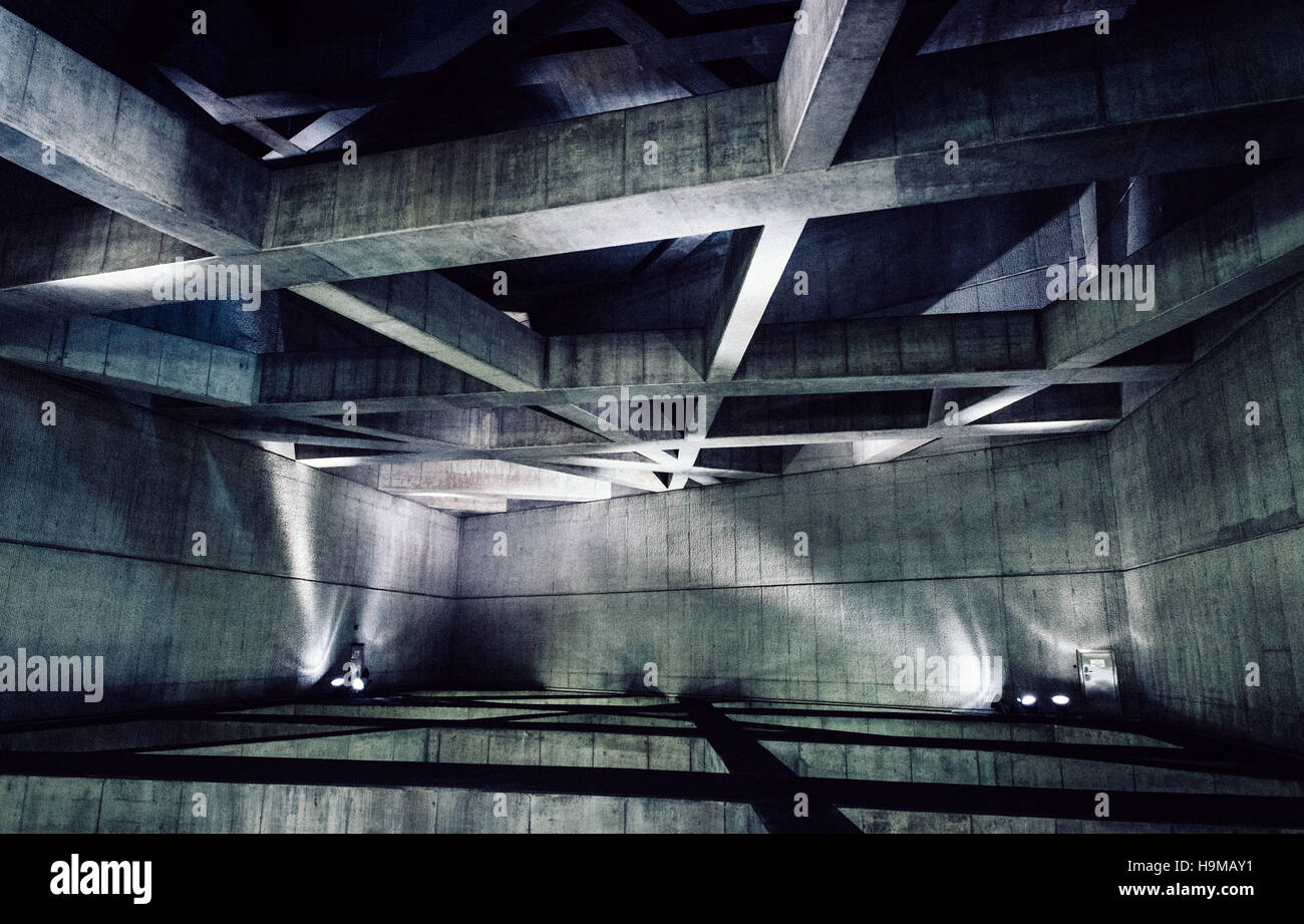 Concrete blocks with lights Stock Photo - Alamy