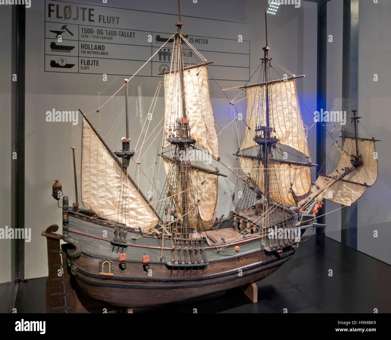 Model of Dutch fluyt 16th century sailing ship designed for cheap ...