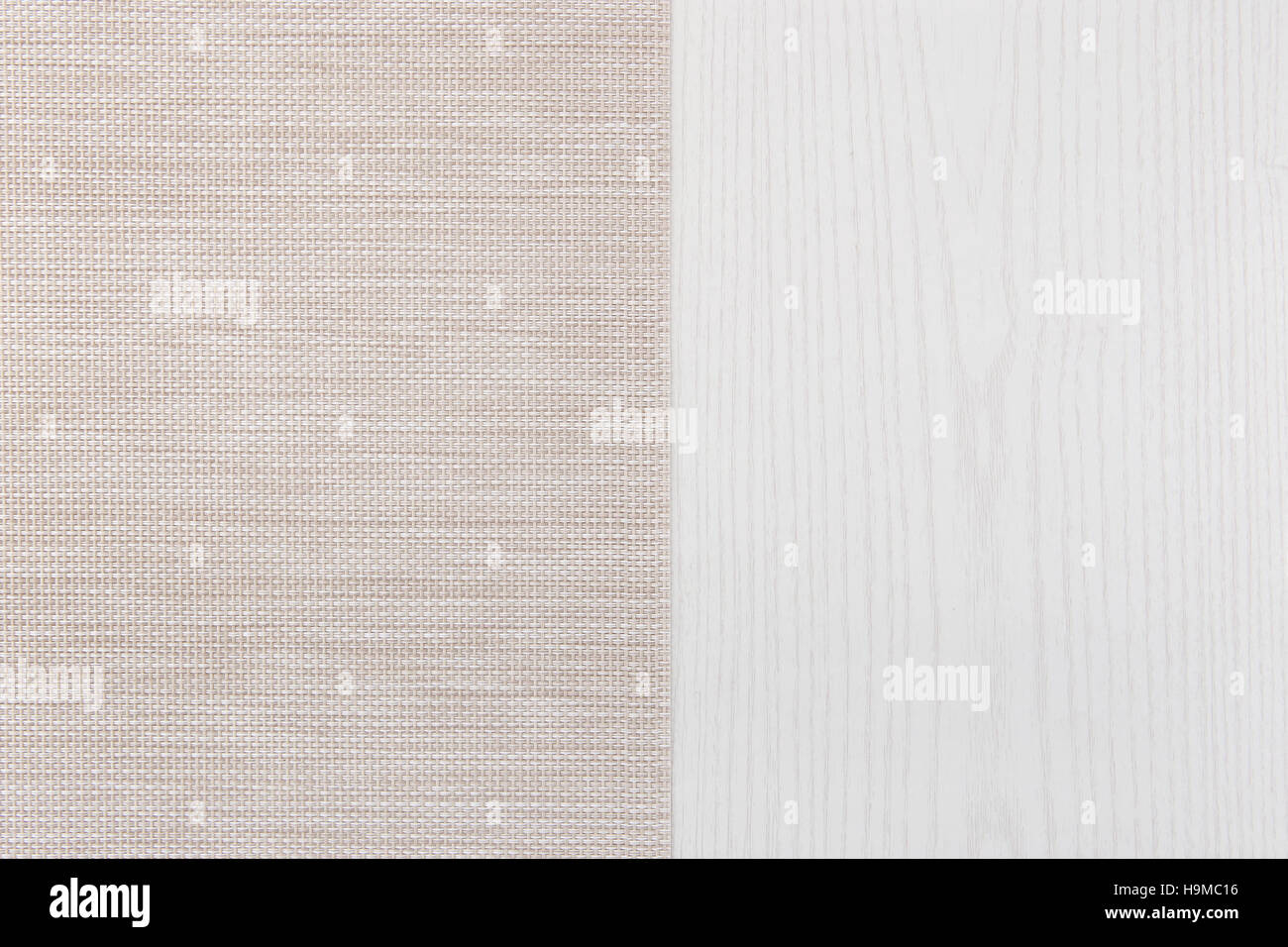 Fabric from left side wooden table. Soft brown woven linen fabric ...