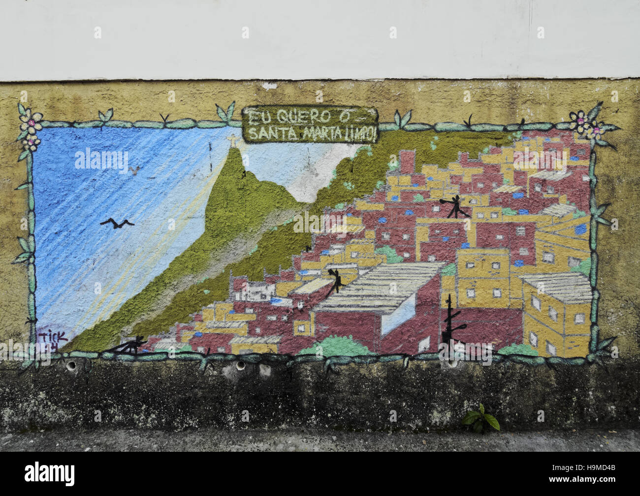 Brazil, City of Rio de Janeiro, Mural painting inside of the Favela ...