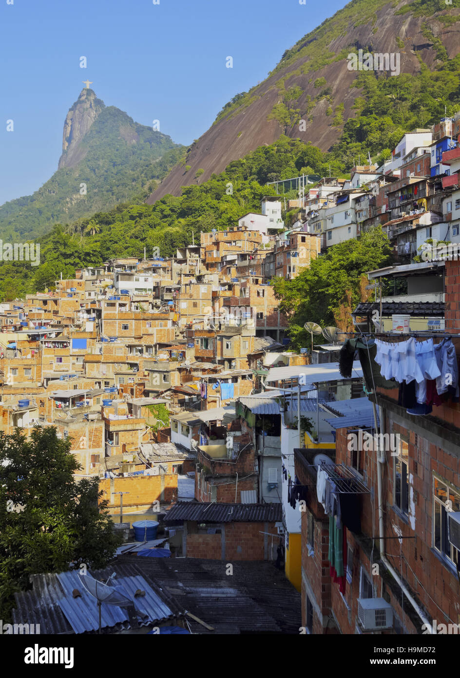 Brazil, City of Rio de Janeiro, View of the Favela Santa Marta with ...