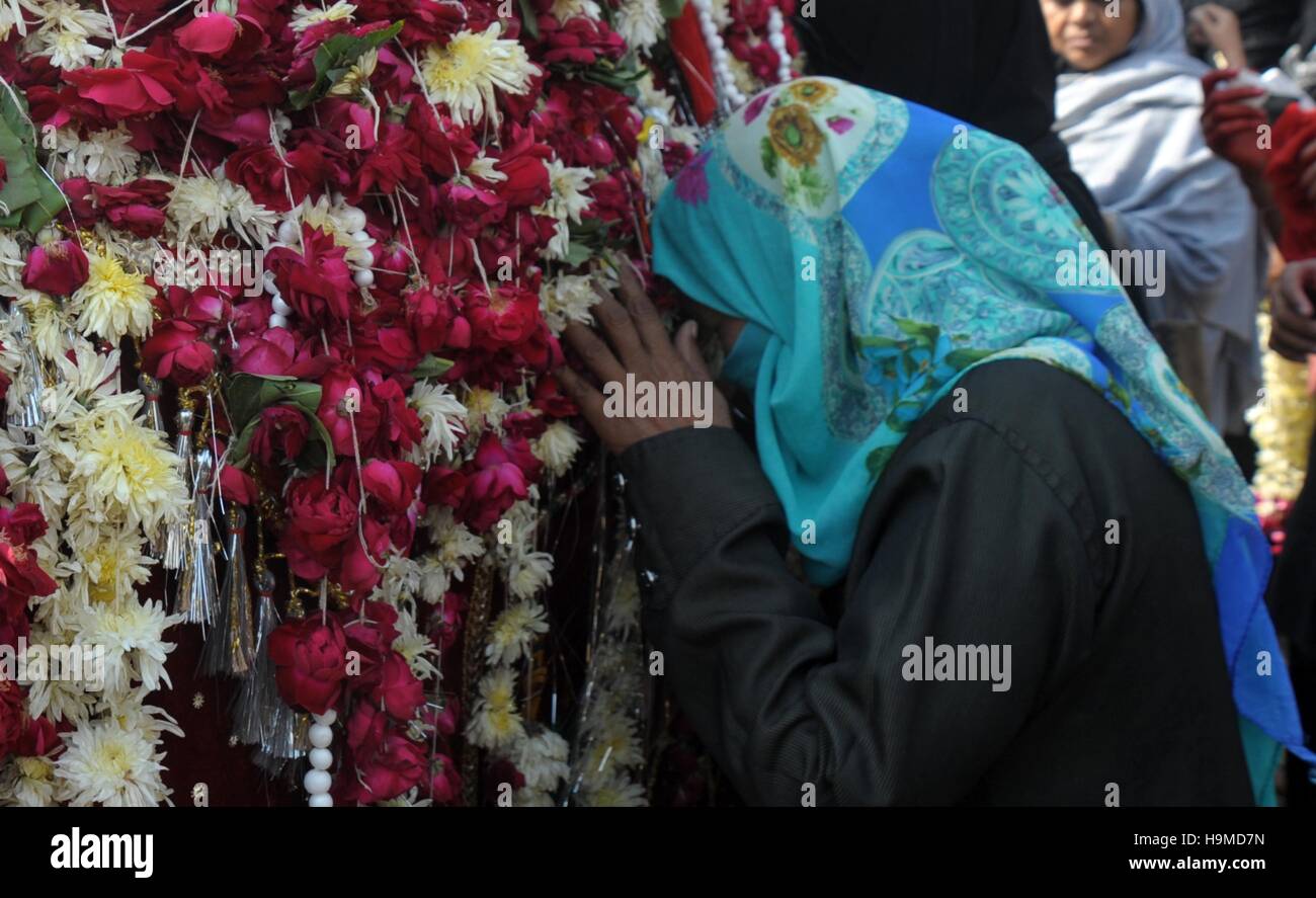 Allahabad, India. 24th Nov, 2016. Muslim devotees offer prayer during ...